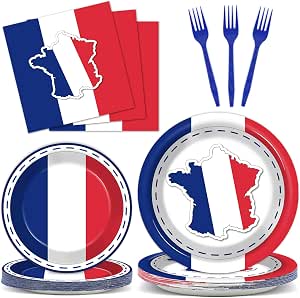 Amazon.com: gisgfim 96Pcs France French Flag Party Supplies Paper ...