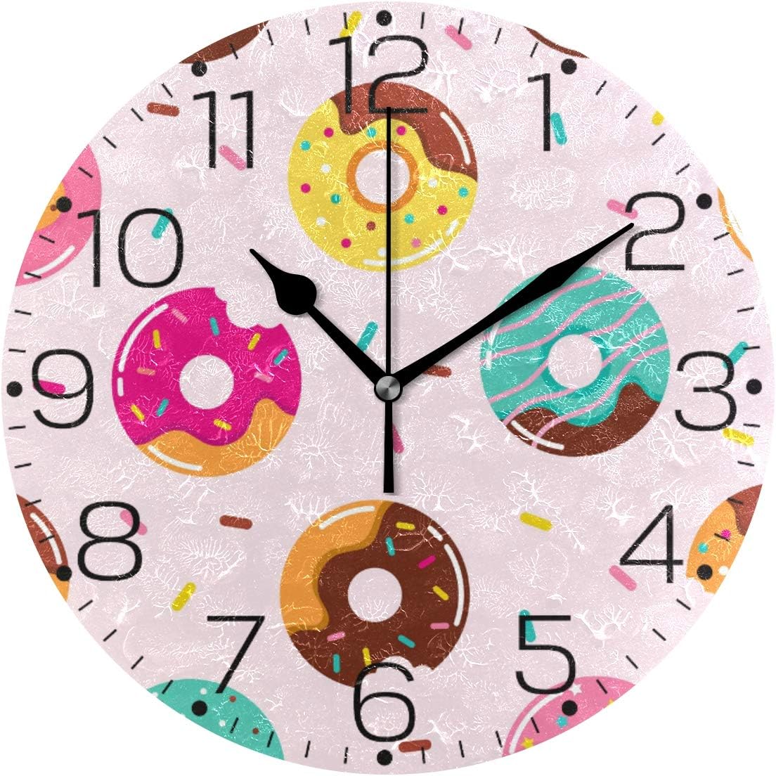 Amazon.com: Fprqlyze Colorful Happy Donuts Wall Clock Fashion Frameless ...