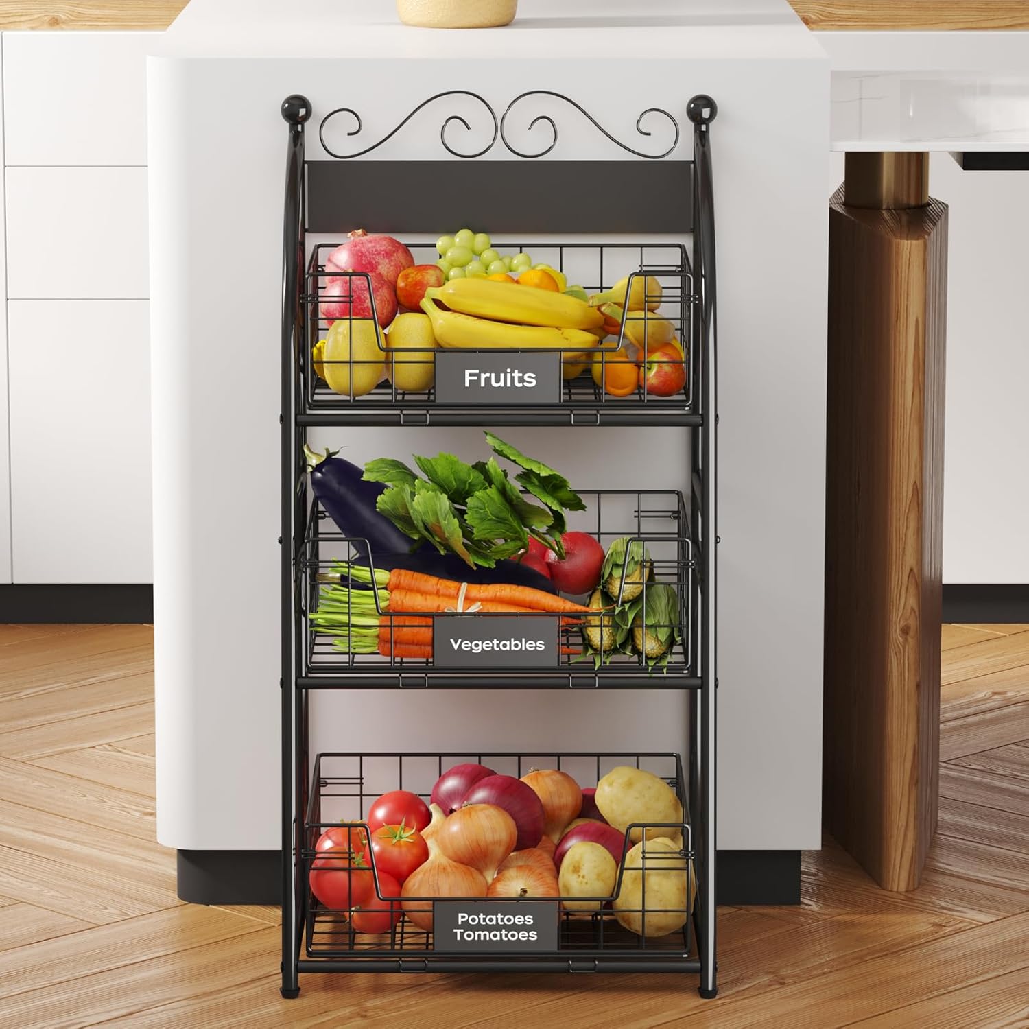 Amazon.com: 3 Tier Fruit Vegetables Storage Stand: Potato and Onion ...
