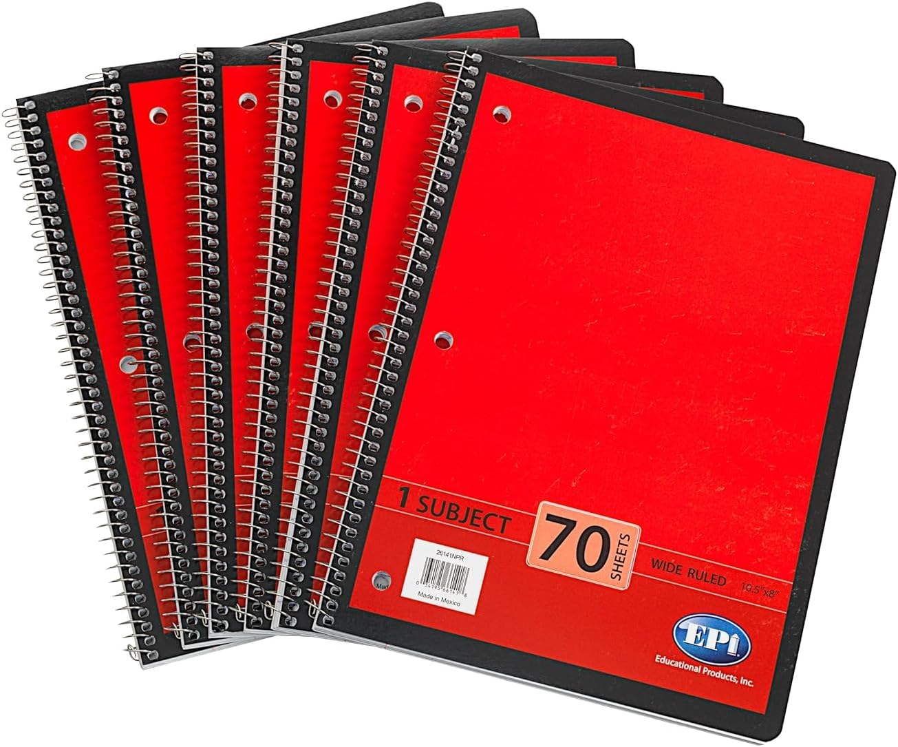 Amazon.com: EPI Spiral Notebook, 1 Subject, Wide Ruled Paper, 70 Sheets ...