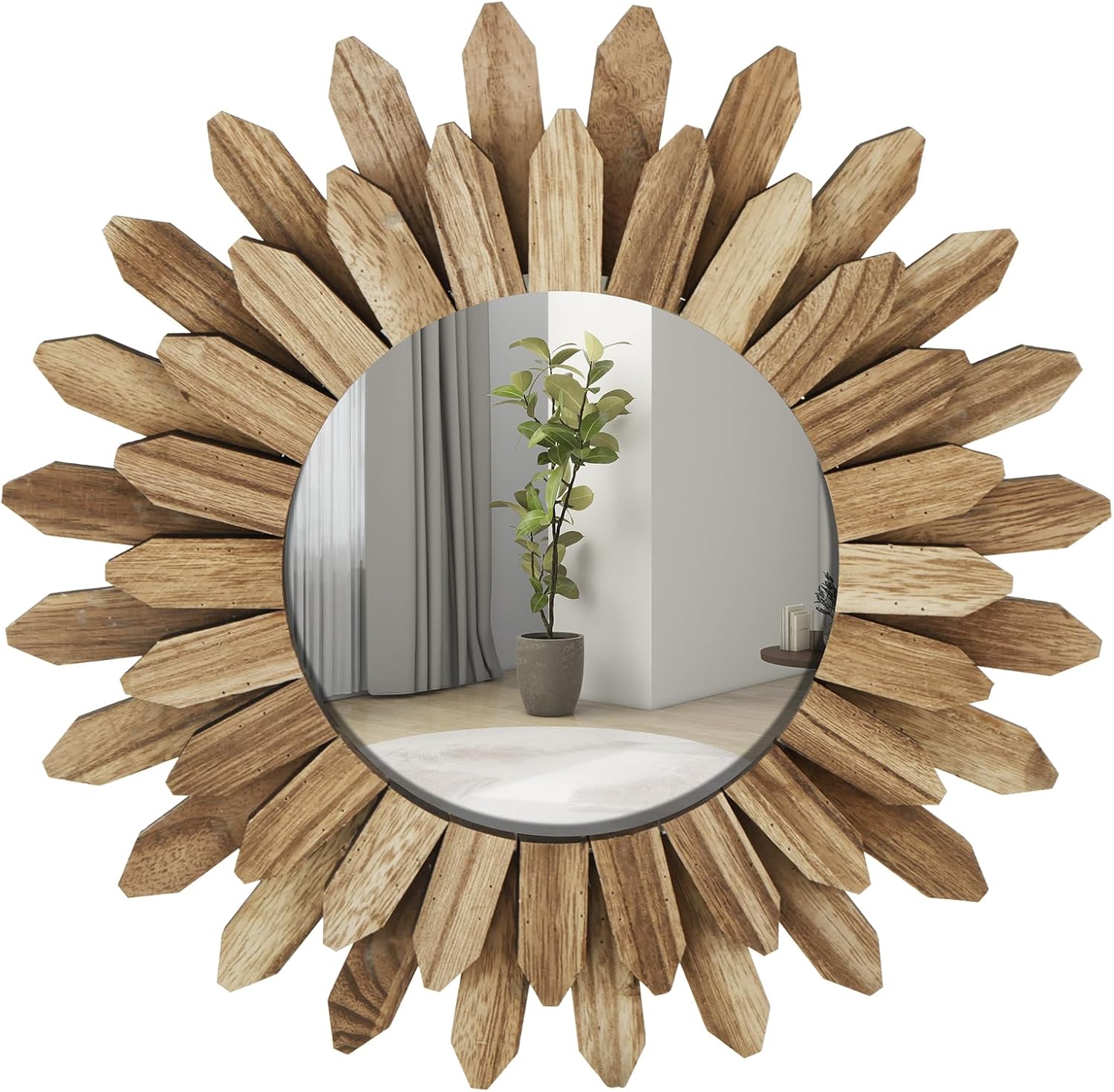 PHWRECZ Mirror Wall Décor Fashion Wood Mirror Wall Decoration Hanging ...