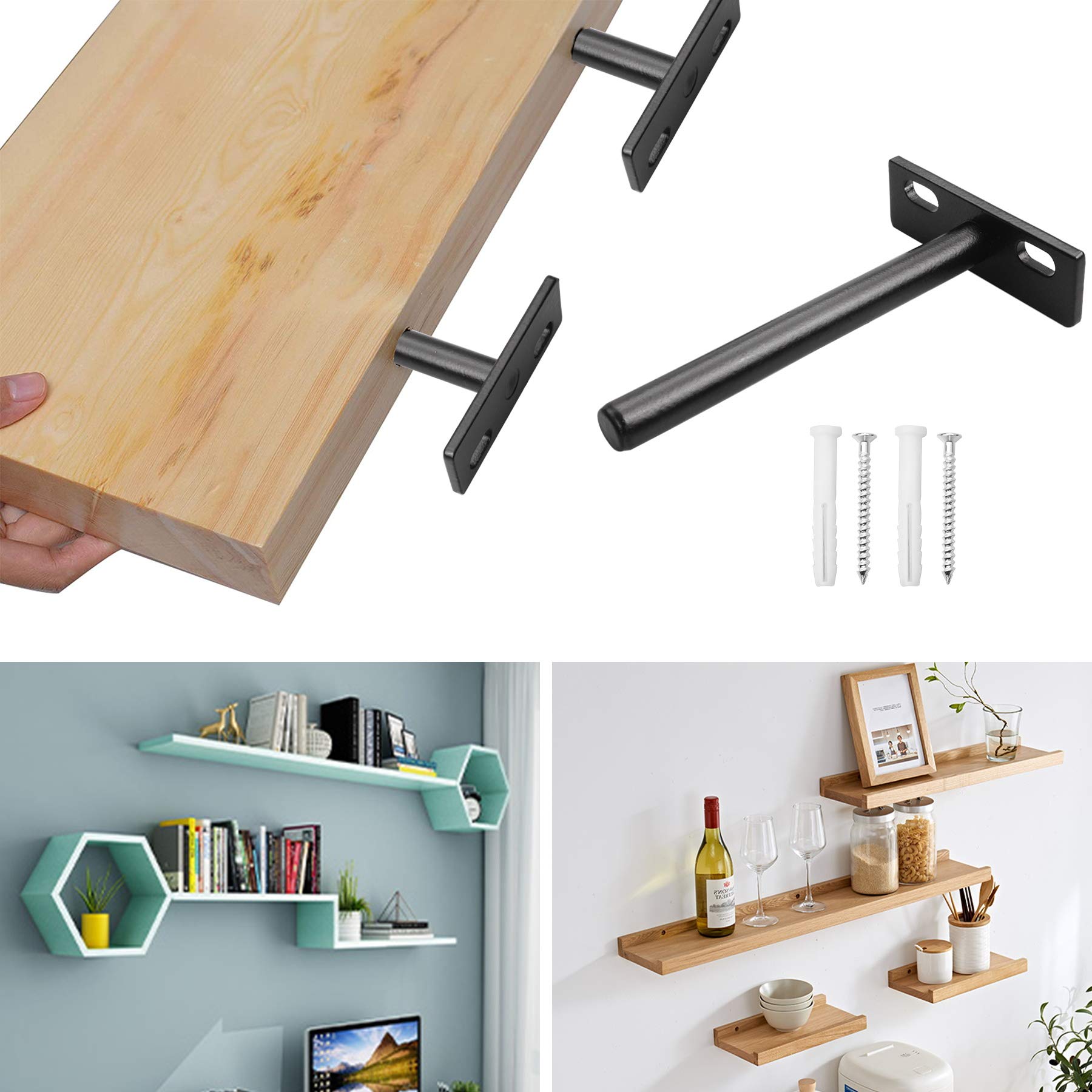 Floating Shelves Brackets 4-Pack 4-Inch Floating Shelf Brackets - Heavy ...