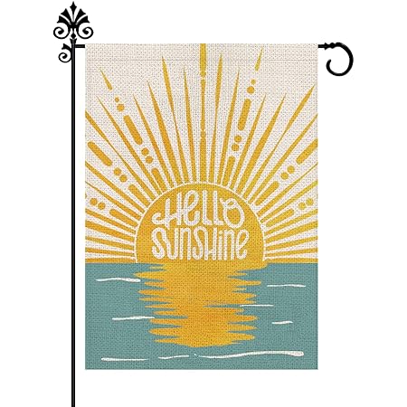 Amazon.com : Jartinle Hello Sunshine Garden Flag, Rainbow Sun Summer ...