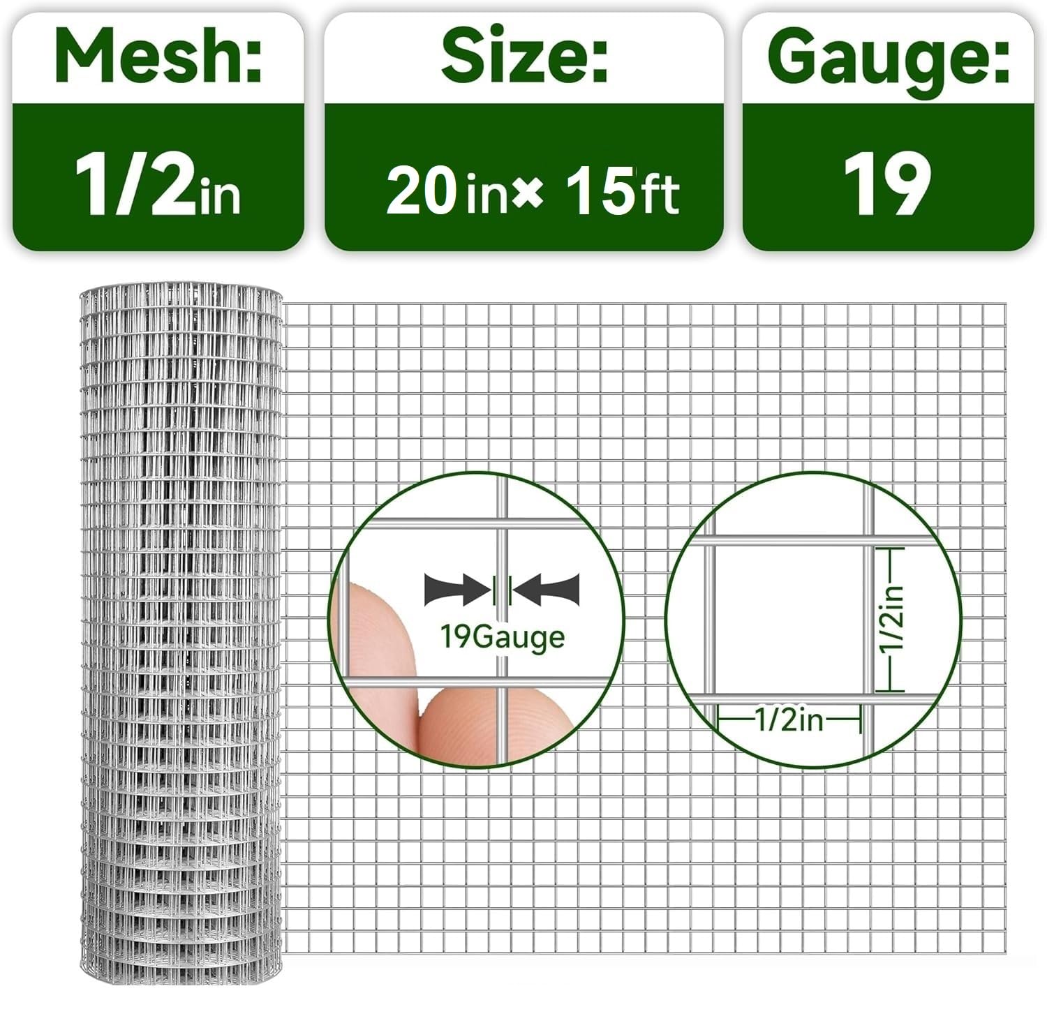 Snapklik.com : Hardware Cloth 1/2inch 20inx15ft 19 Gauge,Double-Layer ...