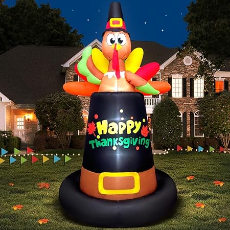 Amazon.com: KOOY 8FT Inflatable Turkey Thanksgiving Decorations Outdoor ...