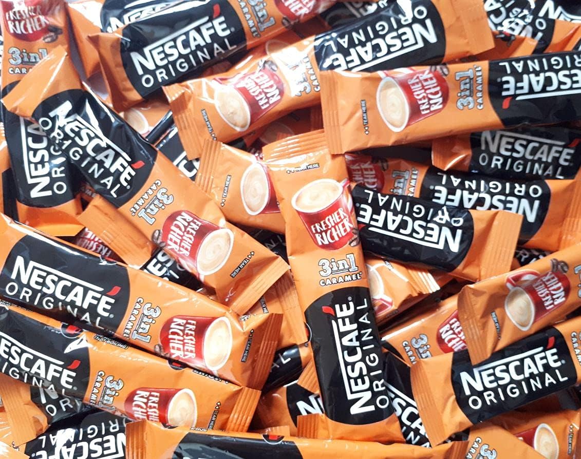 Nescafe Original 3 en 1 Caramel Instant Coffee 1 taza palillo bolsitas ...