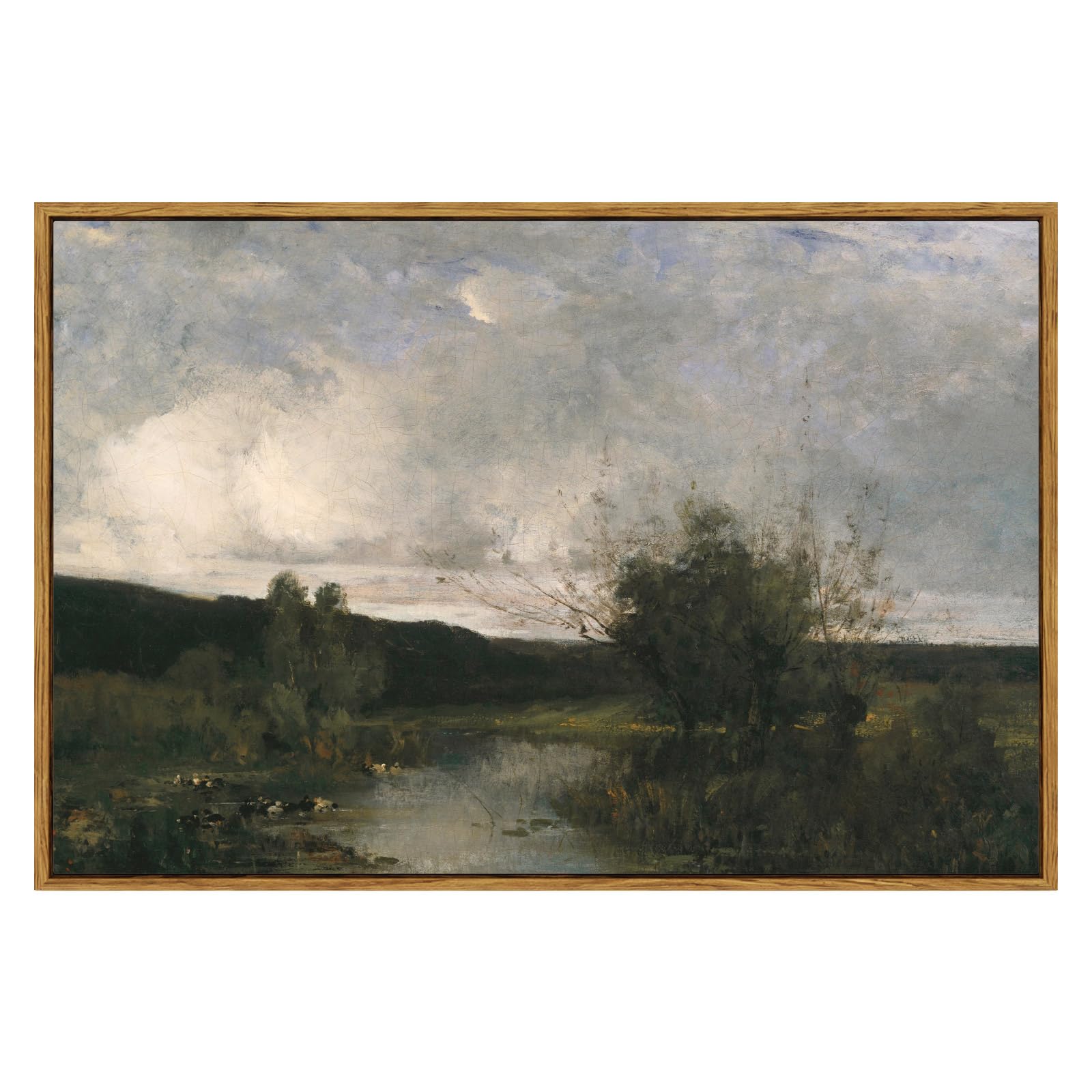 ARPEOTCY Vintage Landscape Large Framed Wall Art, Rural River Scenery ...