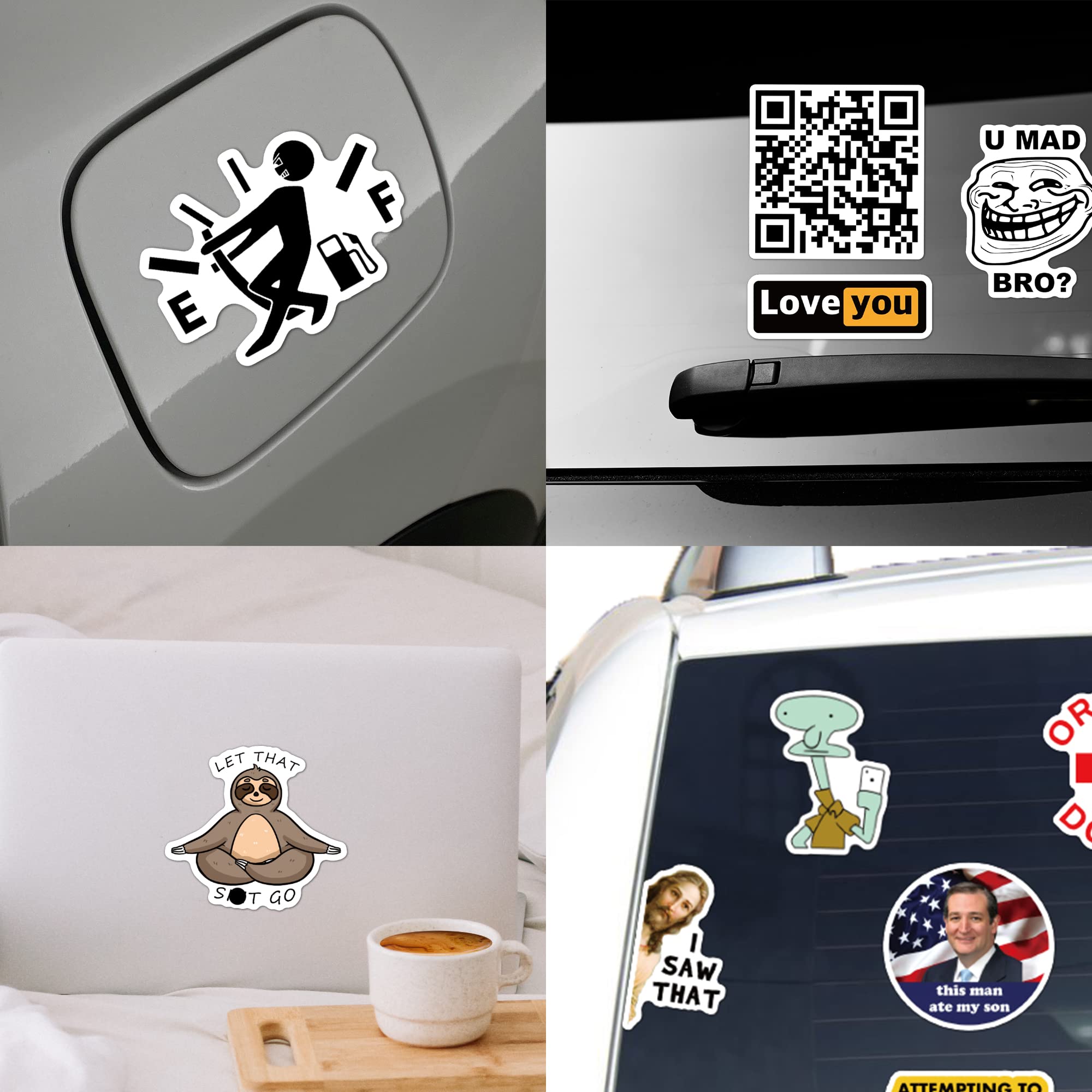Snapklik.com : 20pcs Funny Bumpers Stickers For Adults, Large 5 Car Meme Sticker Pack, Car Body ...