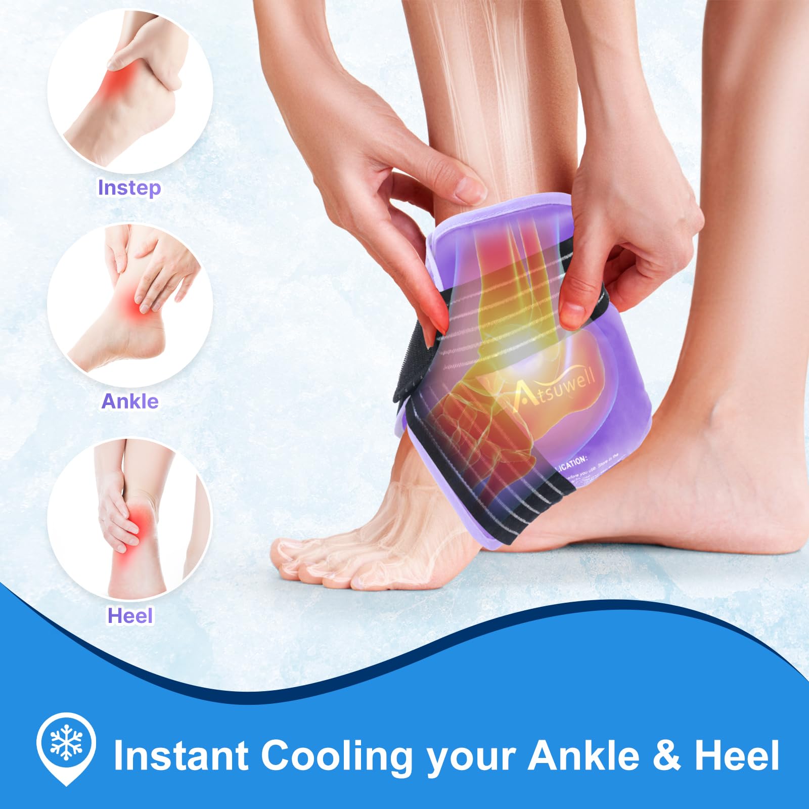Snapklik.com : Atsuwell Ankle Ice Pack Wrap, Reusable Gel Ice Cold ...