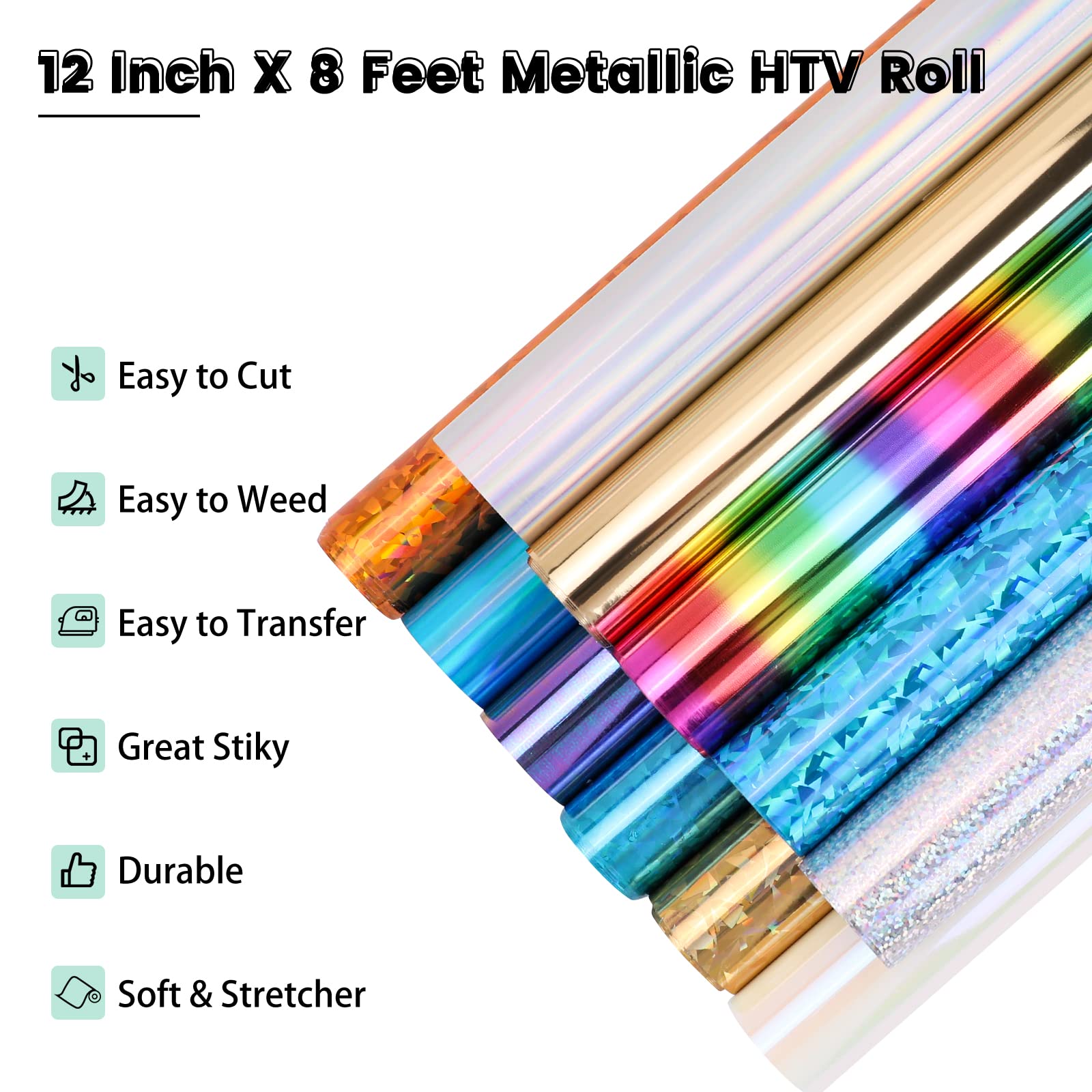 Snapklik.com : HTVRONT Metallic HTV Vinyl Rolls Heat Transfer Vinyl ...