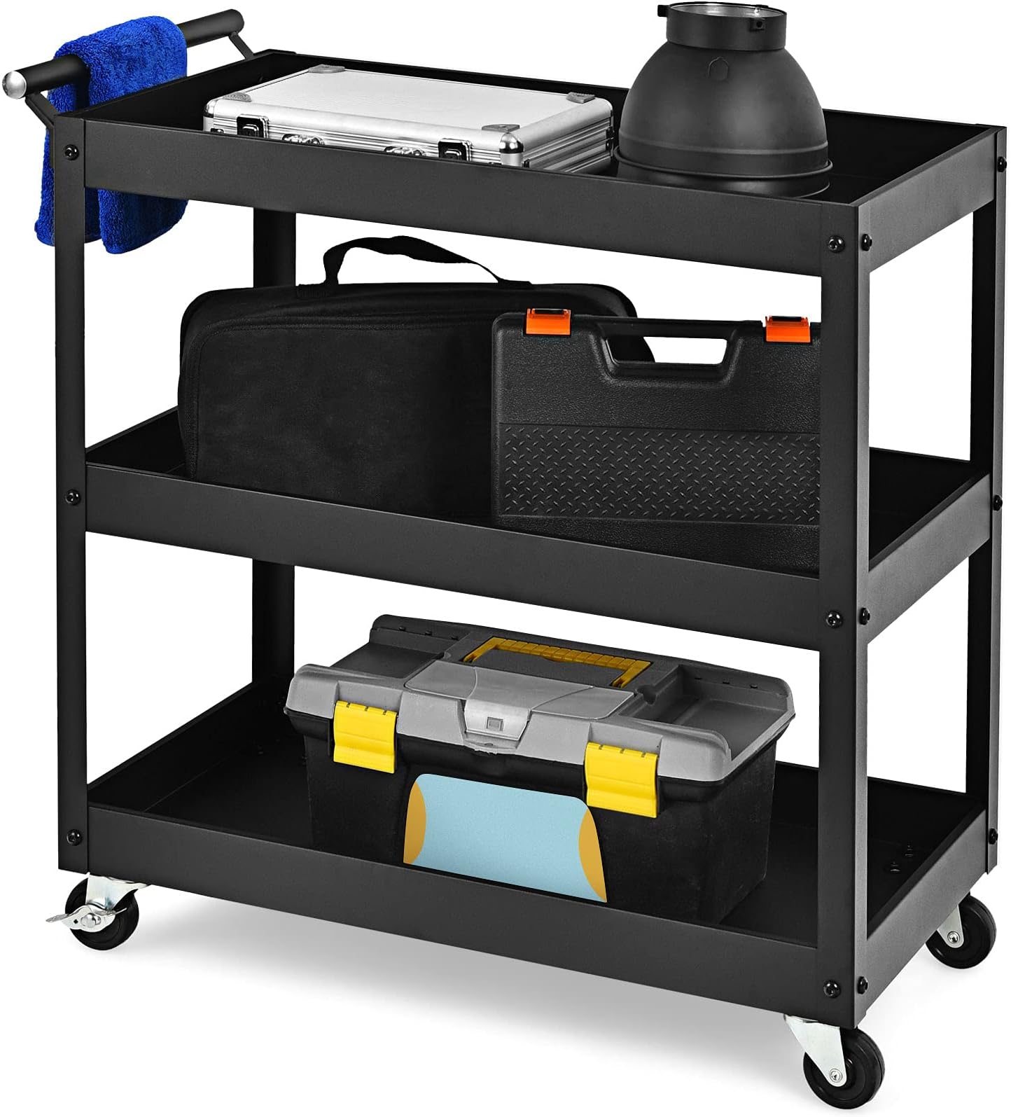 Goplus 3-Tier Service Utility Cart, Heavy Duty Commercial Service Tool ...