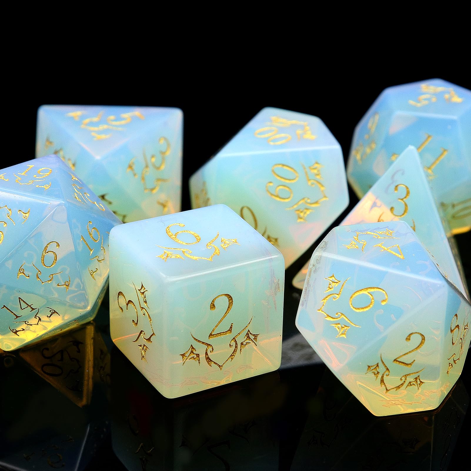 Amazon.com: Haxtec Opal Gemstone DND Dice Set with Dice Case Precious ...