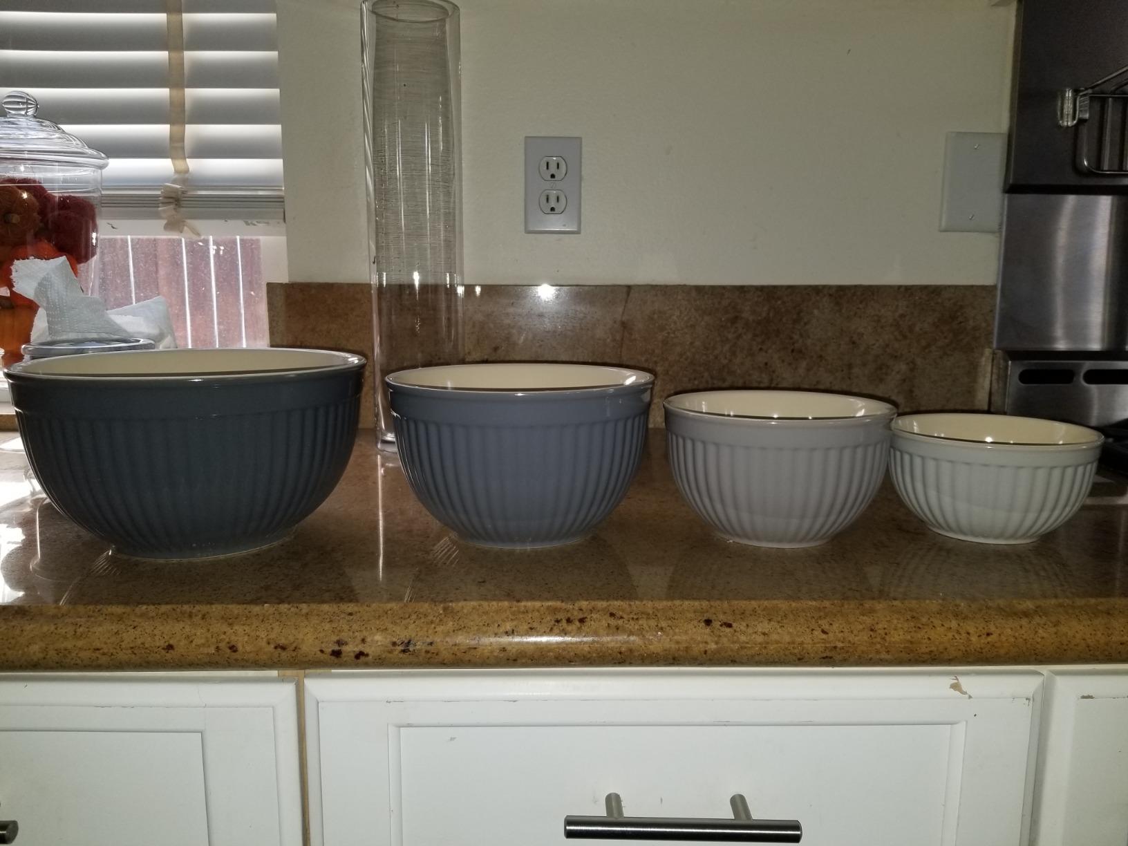 Amazon.com: Denmark 4-Piece Ceramic Mixing Bowl Set in Grey: Home & Kitchen