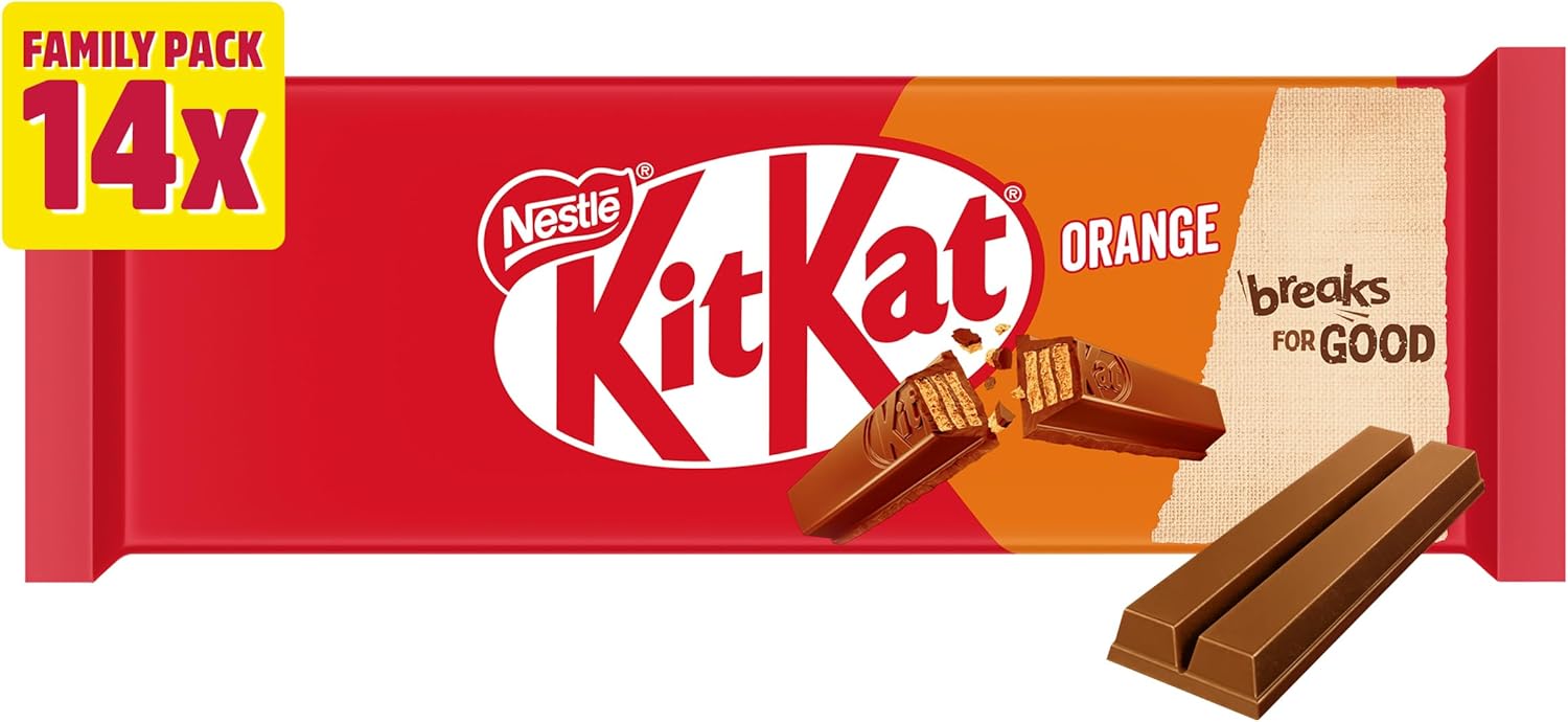 KitKat 2 Finger Orange Chocolate Biscuit Bar Multipack 14 Pack : Amazon ...