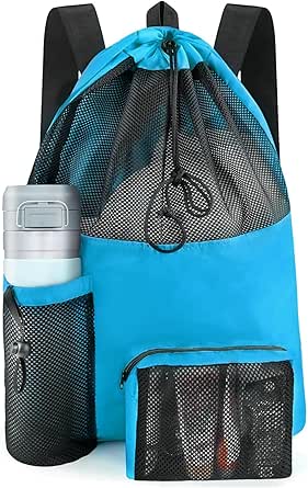 Breathable Mesh Beach Backpack,Waterproof Swim Bag,Large Drawstring ...