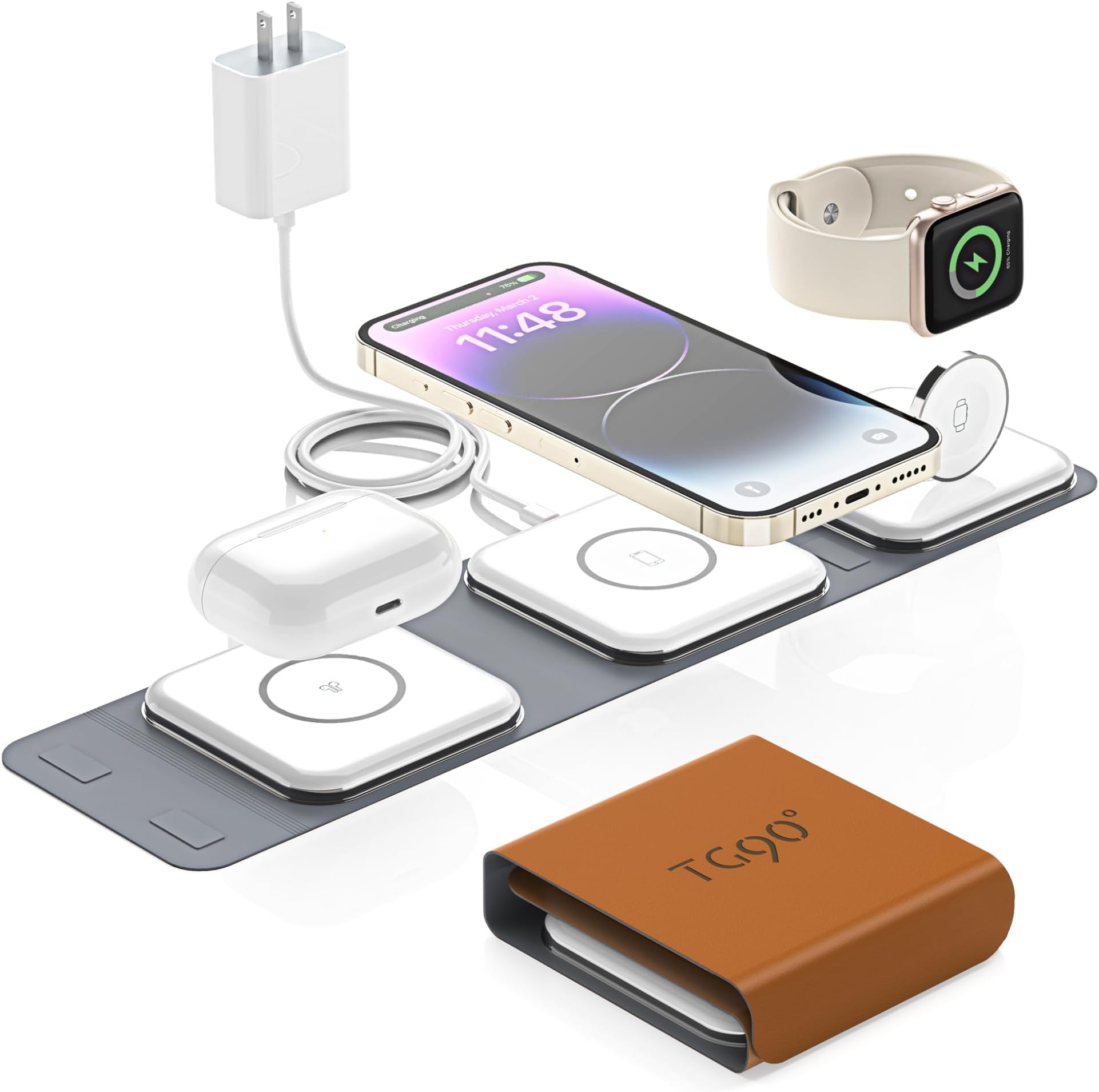 Amazon.com: TG90° Wireless Charger 3 in 1 Foldable Magnetic Charging ...