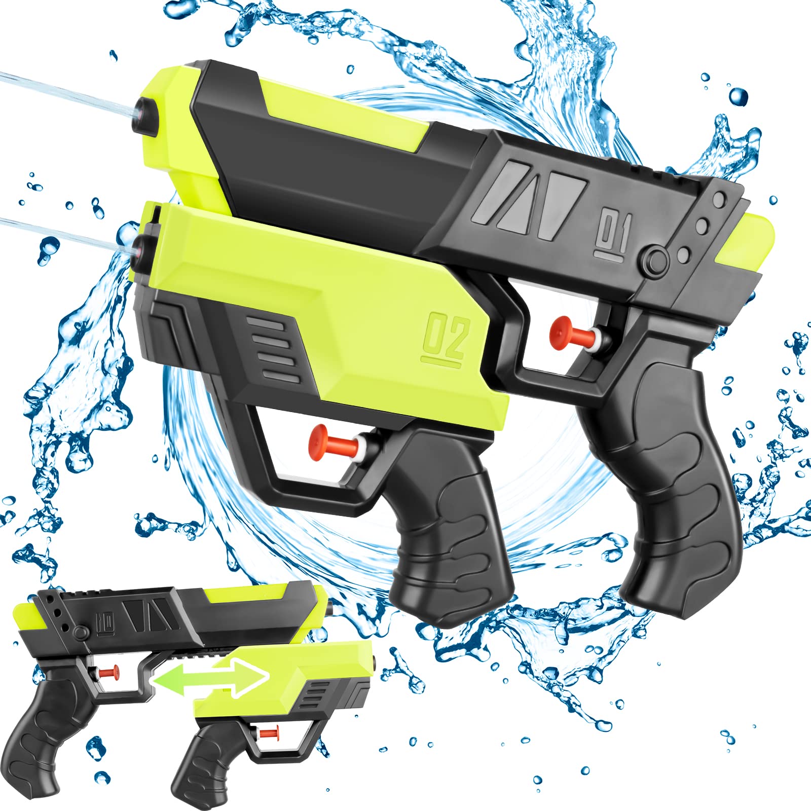 Manual Water Guns for Kids Ages 12+, 2 in 1 Mini Squirt Guns, Water ...