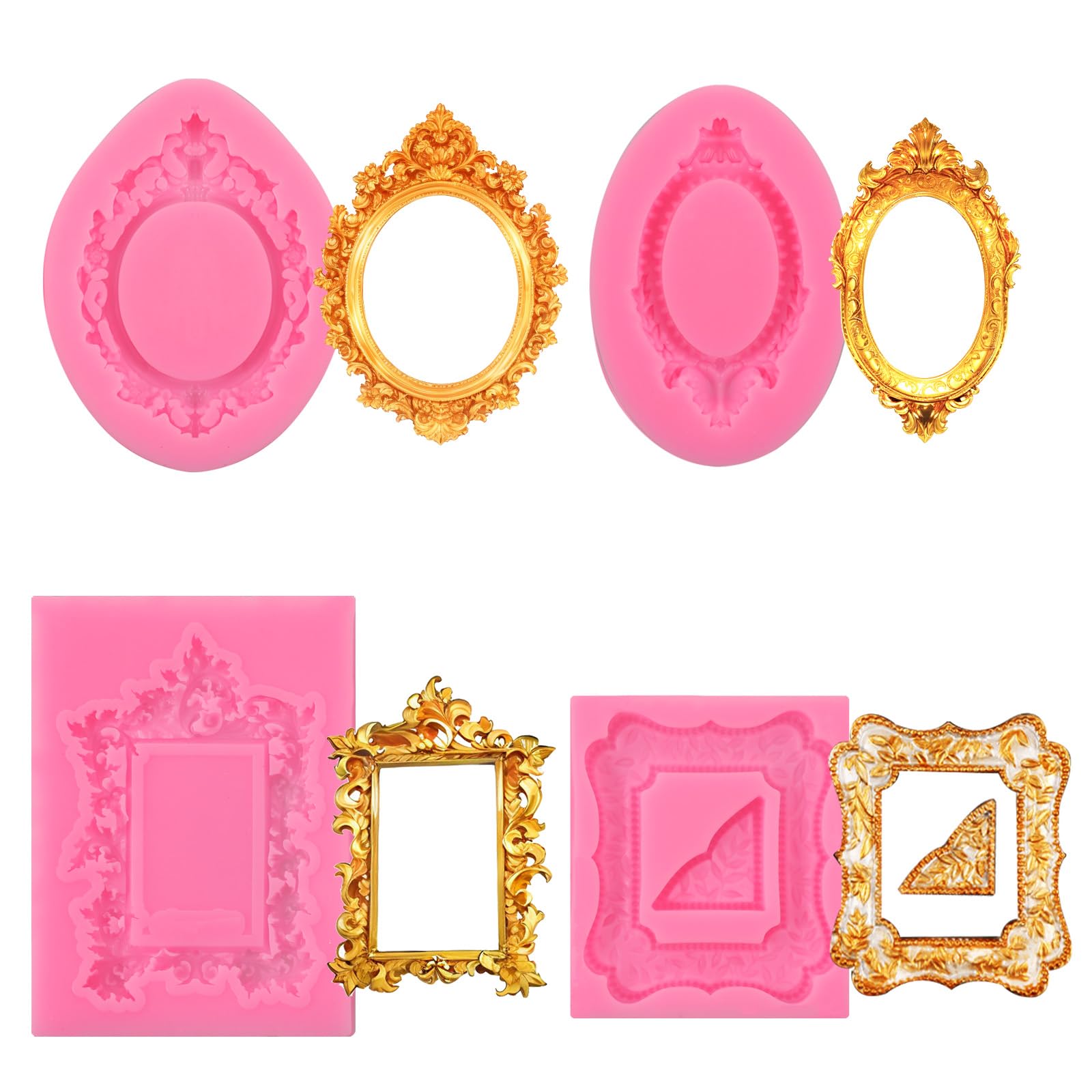 Amazon.com: 4 Pcs Photo Frame Silicone Molds, Vintage Frame Molds ...