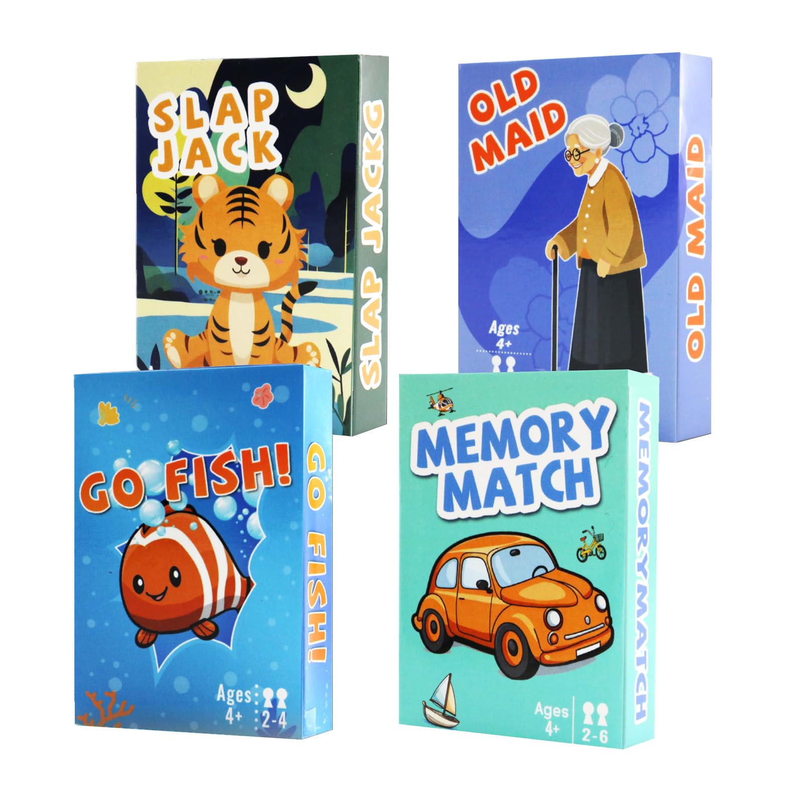 Amazon.com: Card Games Old Maid, Go Fish, Slap Jack and Memory Classic ...