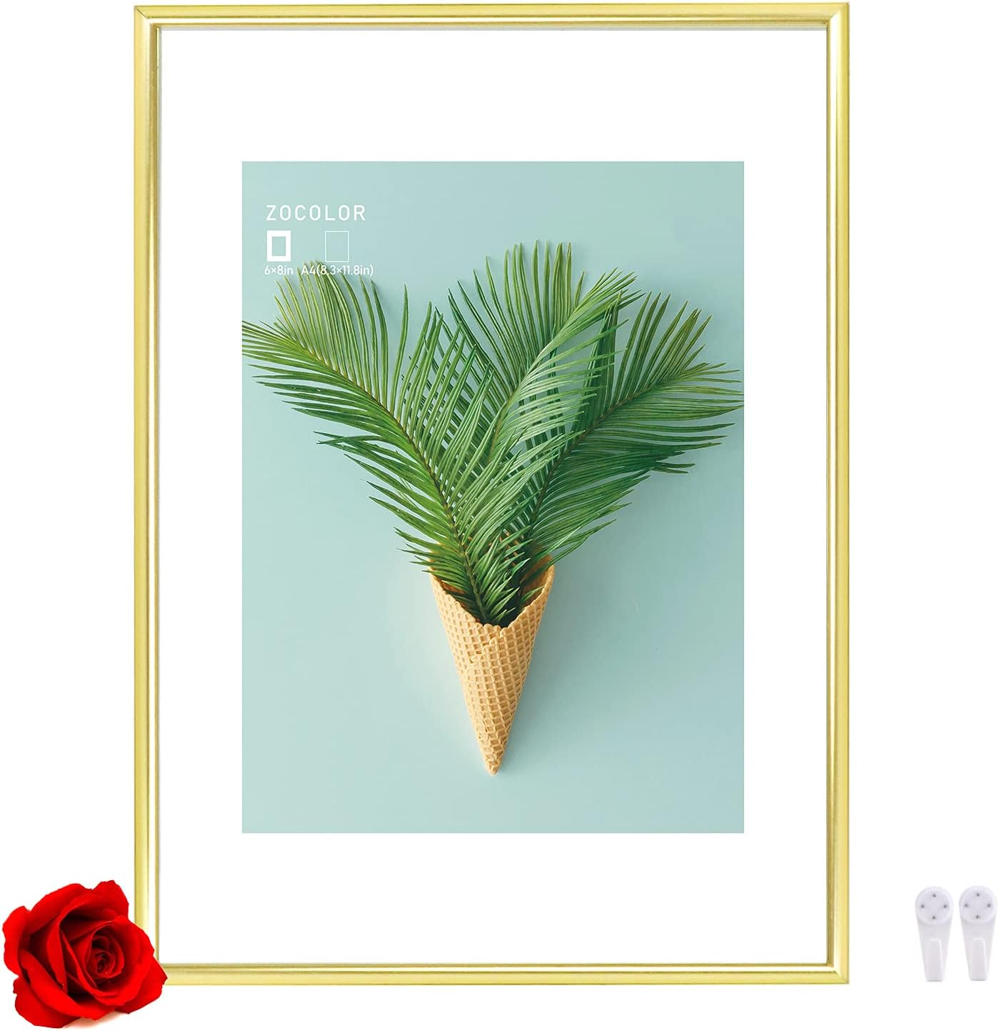 ZOCOLOR Gold A4 Picture Frame, 8.3x11.7 Poster Frame without Mat or 6x8 ...