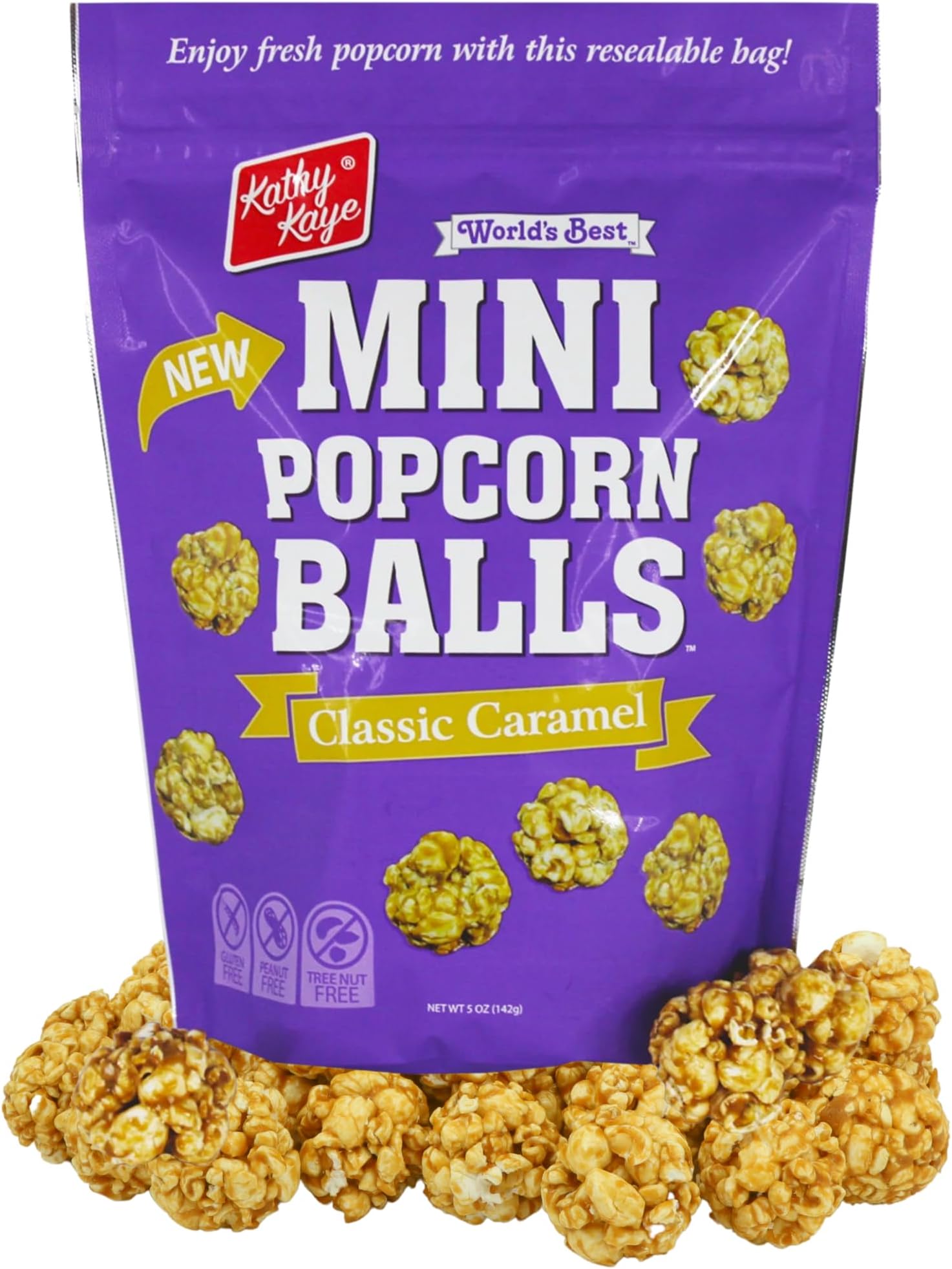 Amazon.com: Kathy Kaye Mini Caramel Popcorn Balls, Resealable Bag, 5 Ounces