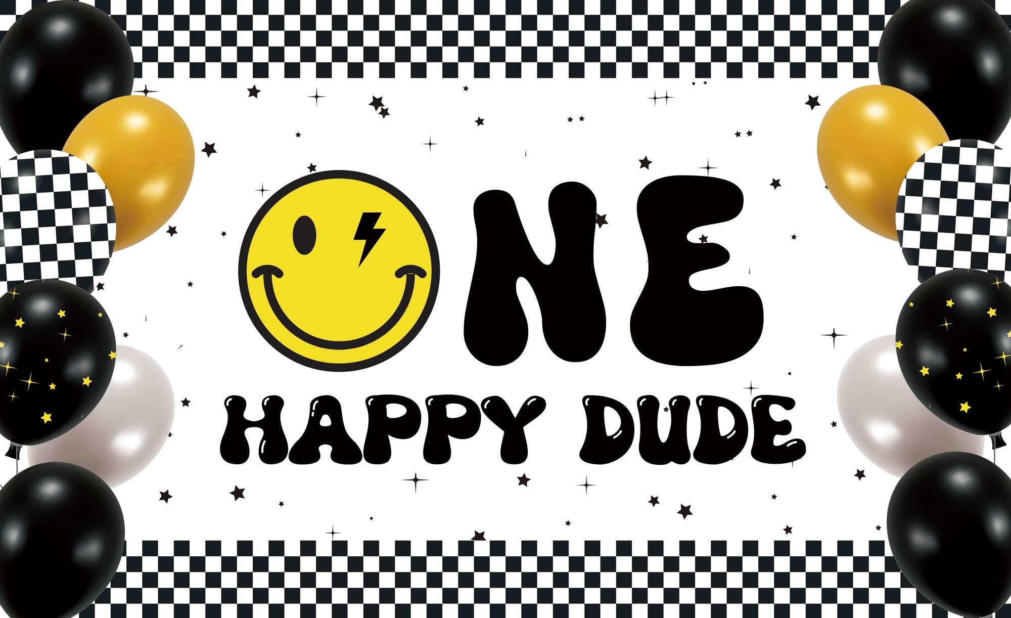 Hilioens 71 43 One Happy Dude Boy Banner Backdrop Smiley | Desertcart INDIA
