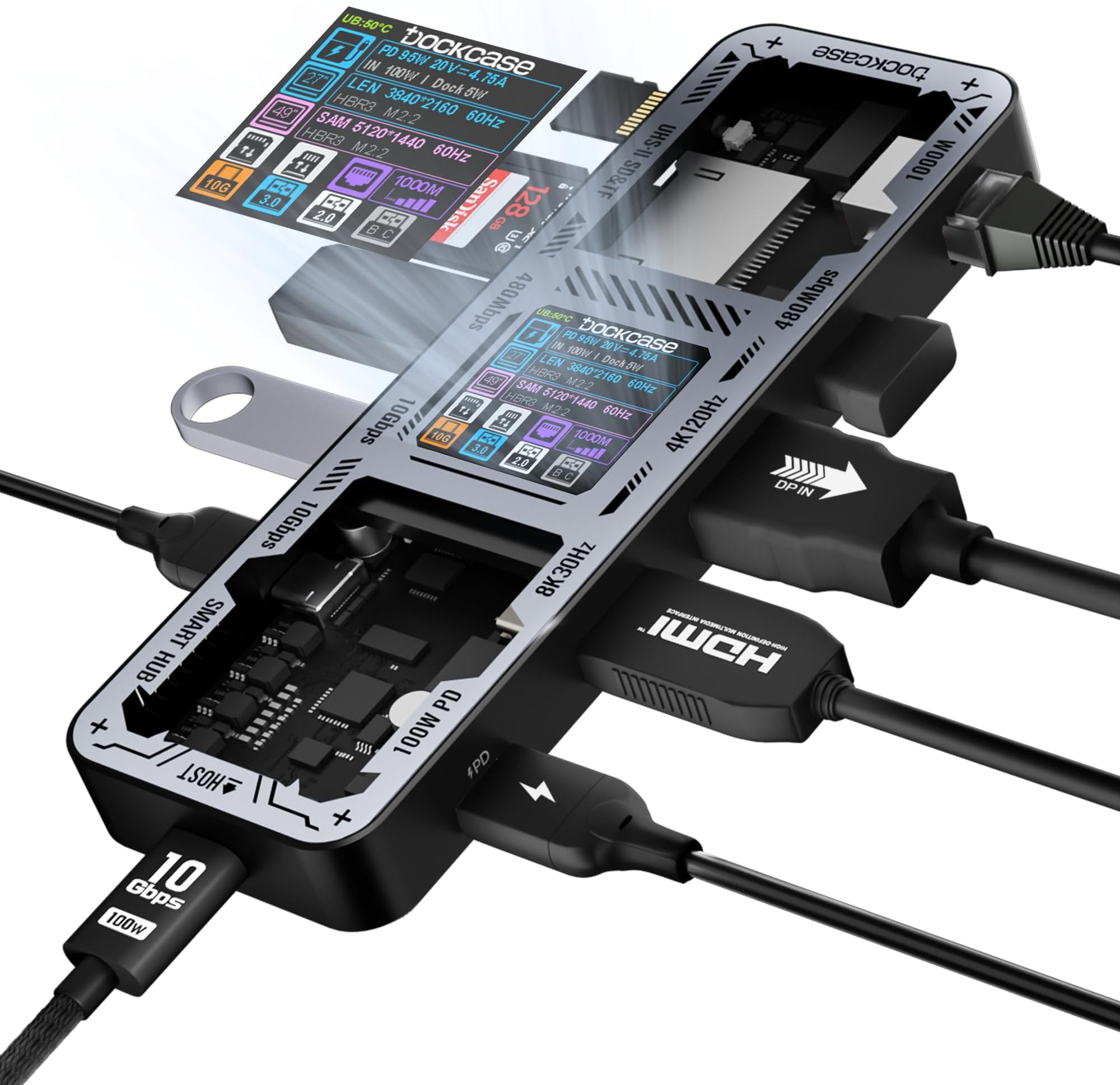 DOCKCASE Smart Hub USB C 6 en 1 Édition Explorer, Station d'accueil USB ...