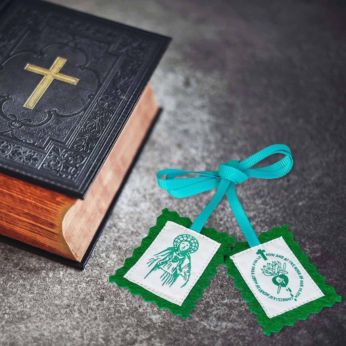 Brown Immaculate Heart Of Mary Green Felt Scapular | The Catholic ...