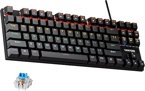Amazon.com: yawyore 87-Key Mechanical Keyboard with Dazzling Colorful ...