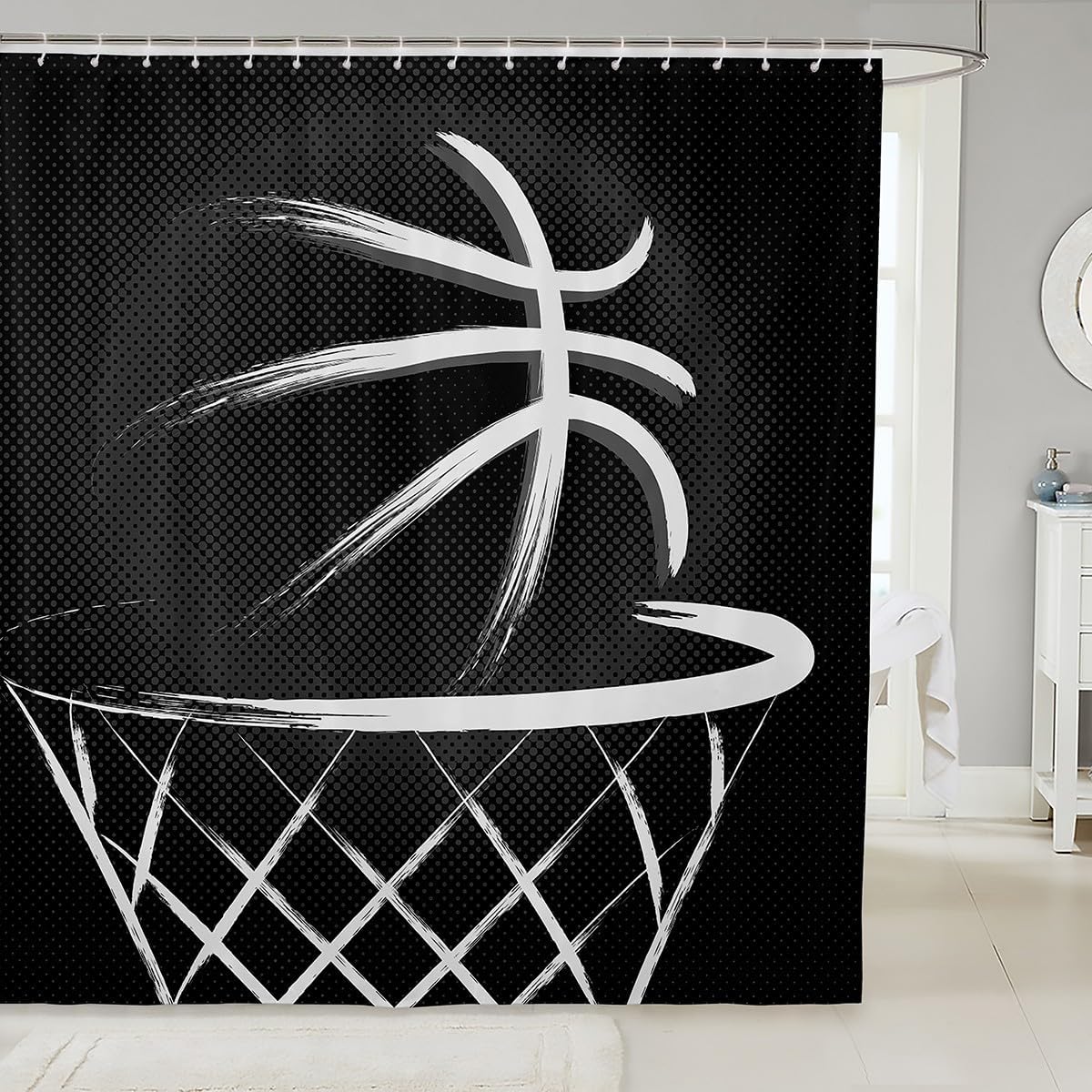 Amazon.com: Manfei Basketball Shower Curtains Ball Sports Gaming Theme ...