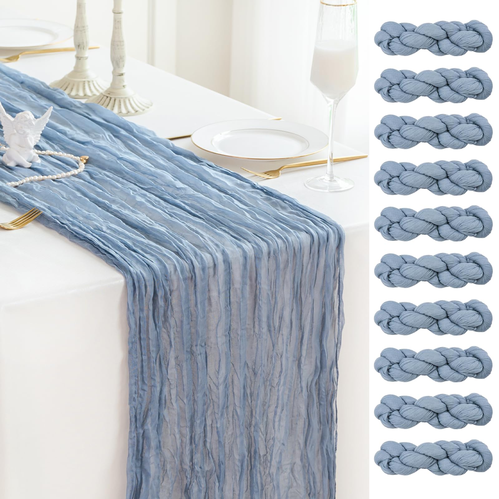 Amazon.com: 10 Pack Dusty Blue Cheesecloth Table Runner,10ft Gauze Boho ...