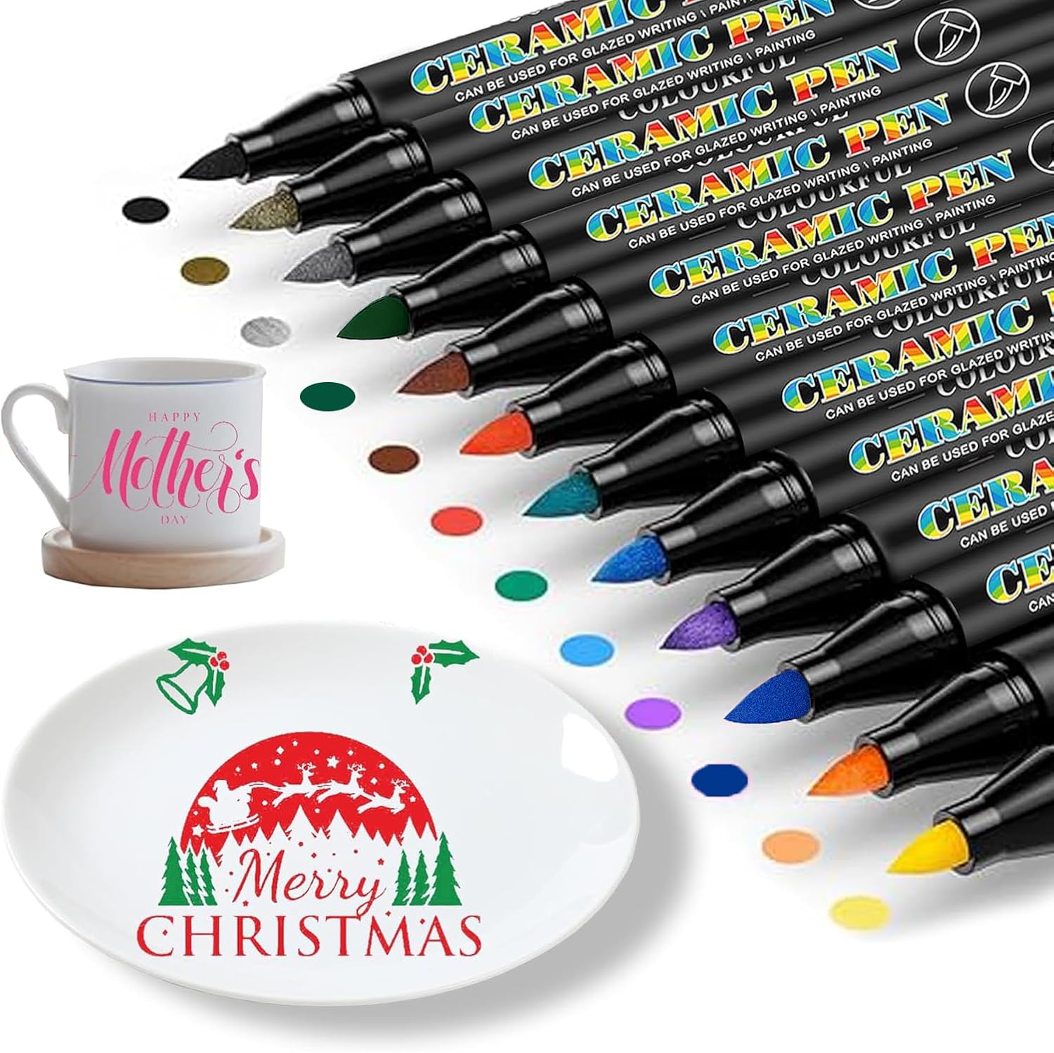 Topspitgo Porcelain Pen Set, Bright Colours, Waterproof Ceramic Pens ...