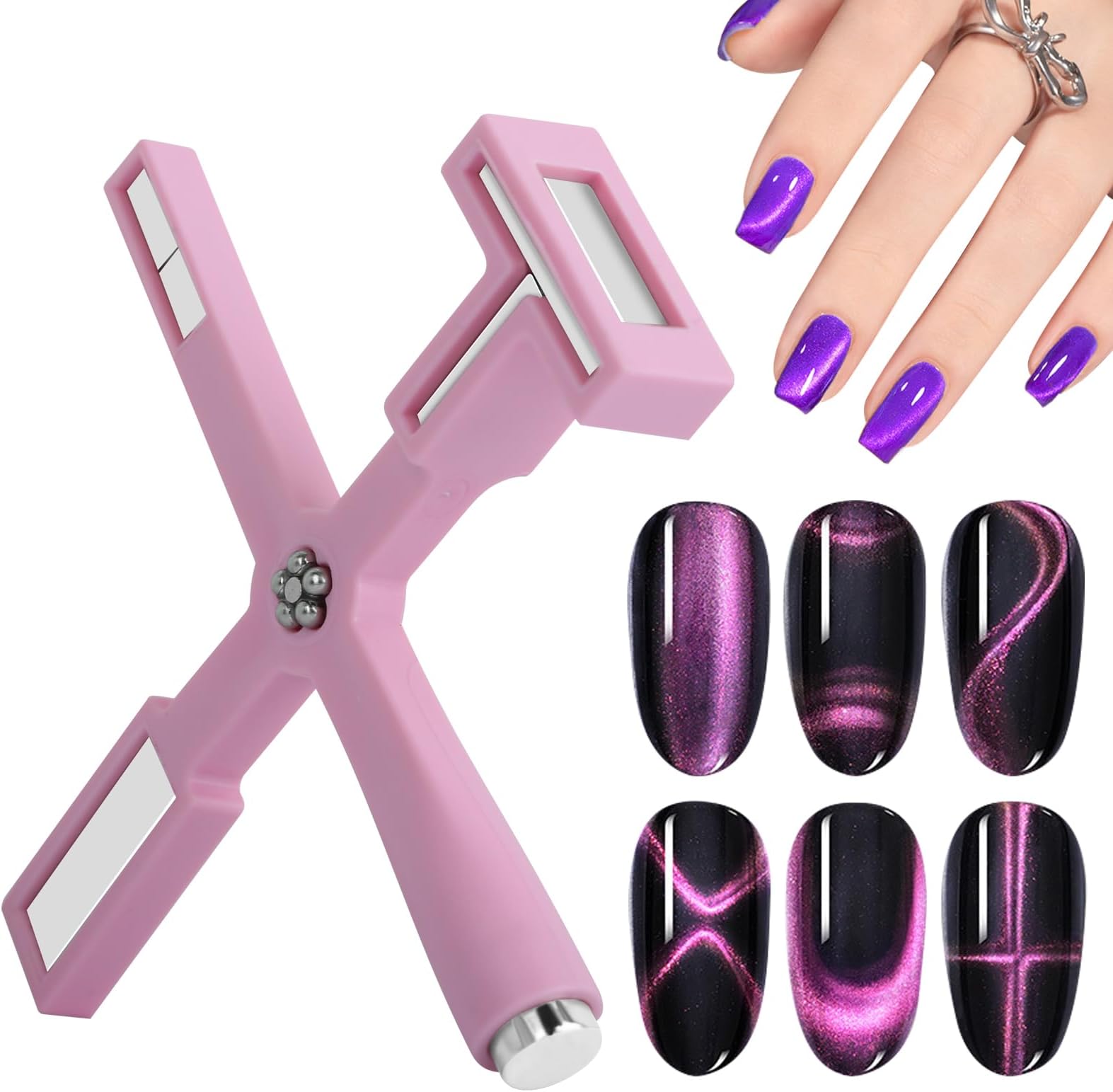 Amazon.com: EBANKU Nail Magnet Tool, 5 in 1 Cat Eye Magnetic for Nails ...