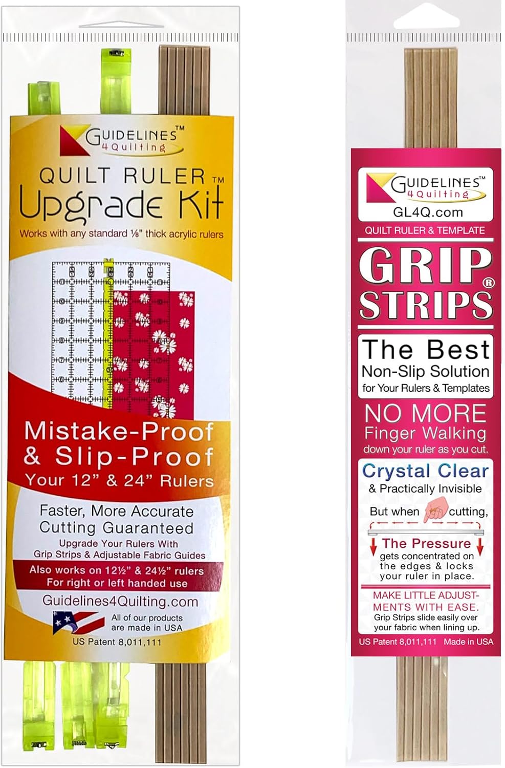 Amazon.com: Guidelines4Quilting Quilt Ruler Upgrade Kit and Grip Strips ...