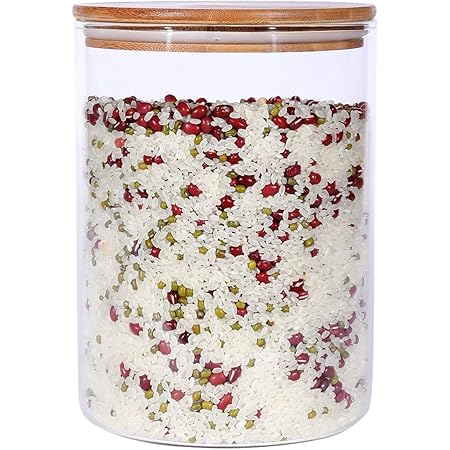 Amazon.com: Glass Rice Storage Containers, 60 FL OZ (1800ml) Kitchen ...