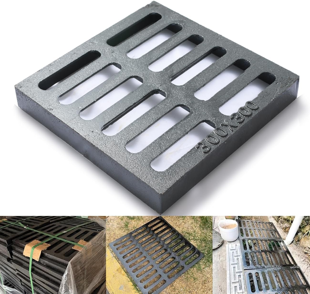 Amazon.com: Cast Iron Drain Grate, 12 * 12in Outdoor Drain Cover, B125 ...
