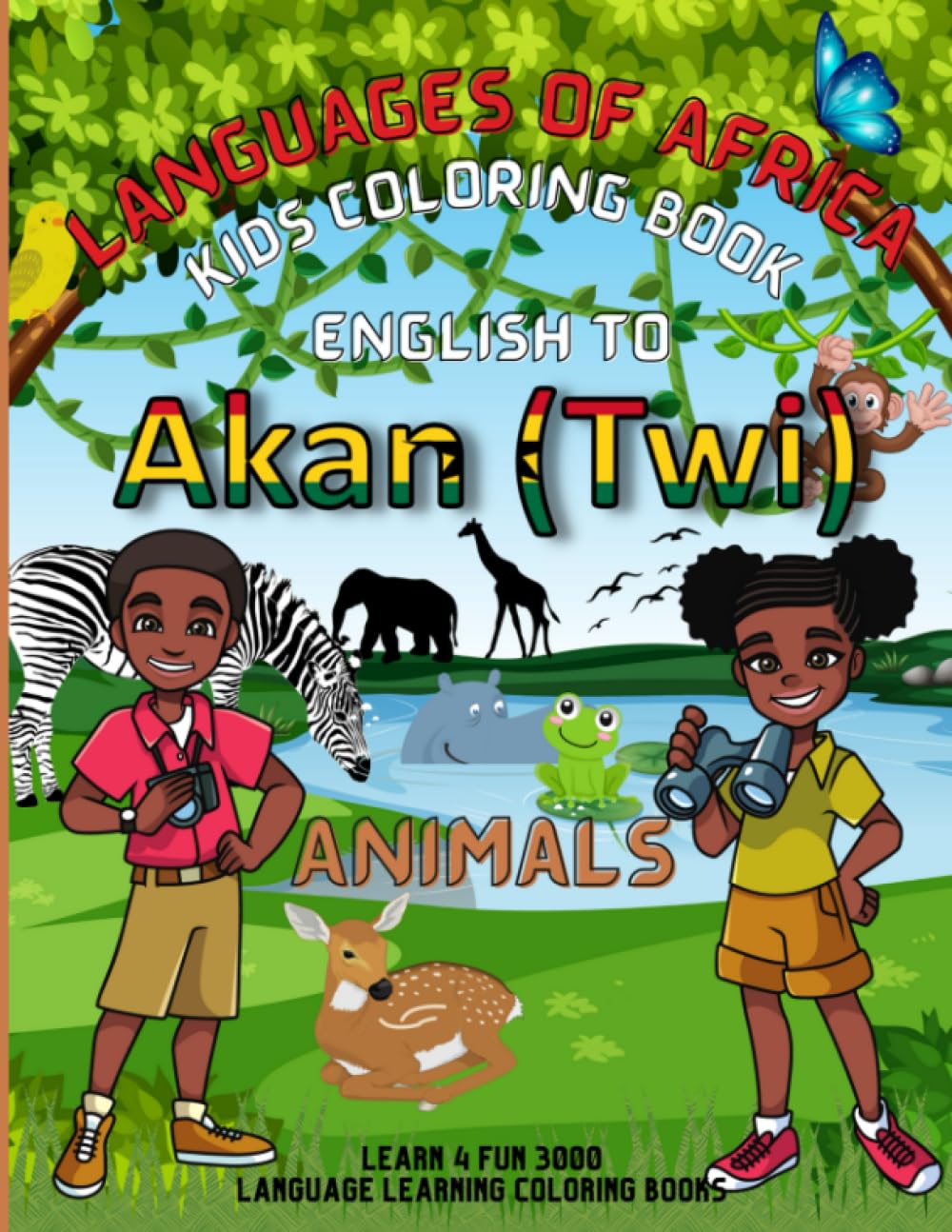 Languages of Africa Kids Coloring Book: English to Akan (Twi) (Animals ...