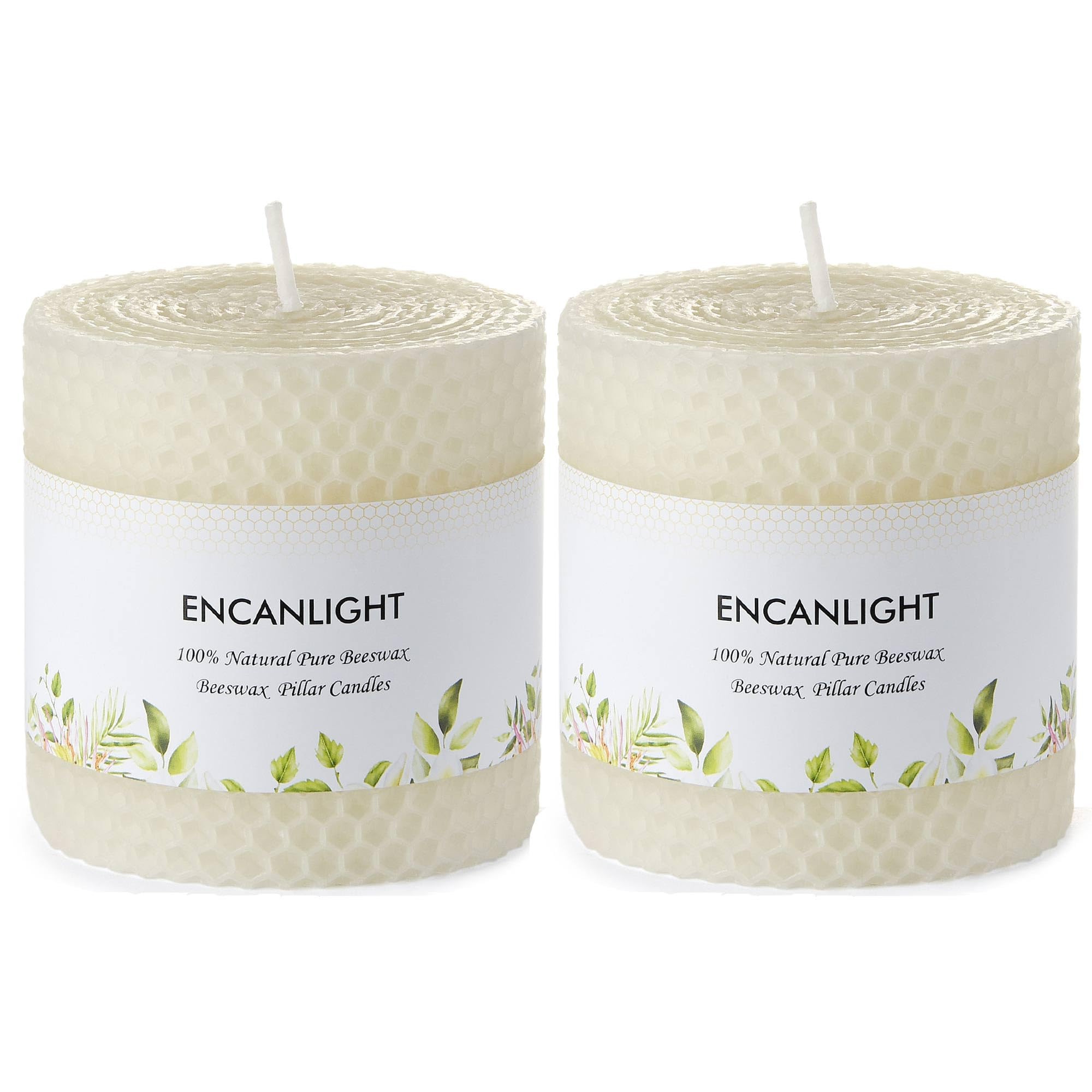 Amazon.com: Beeswax Pillar Candles, 3x3 Inch White Hand-Rolled ...