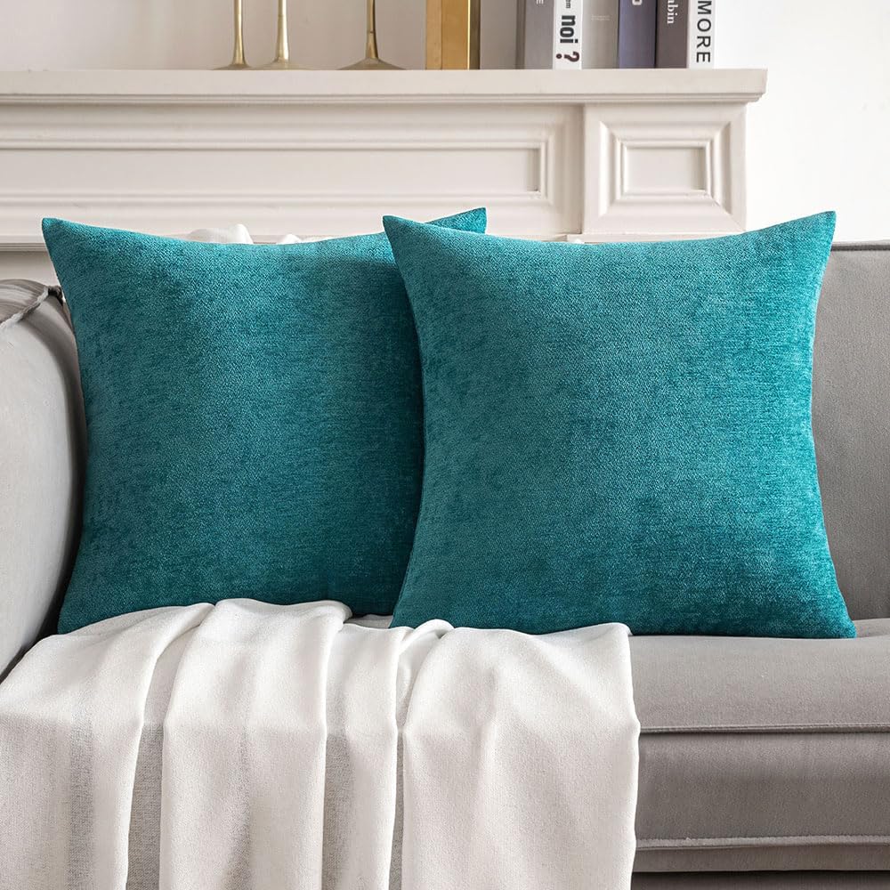 Amazon.com: MIULEE Pack of 2 Teal Blue Decorative Pillow Covers 18x18 ...