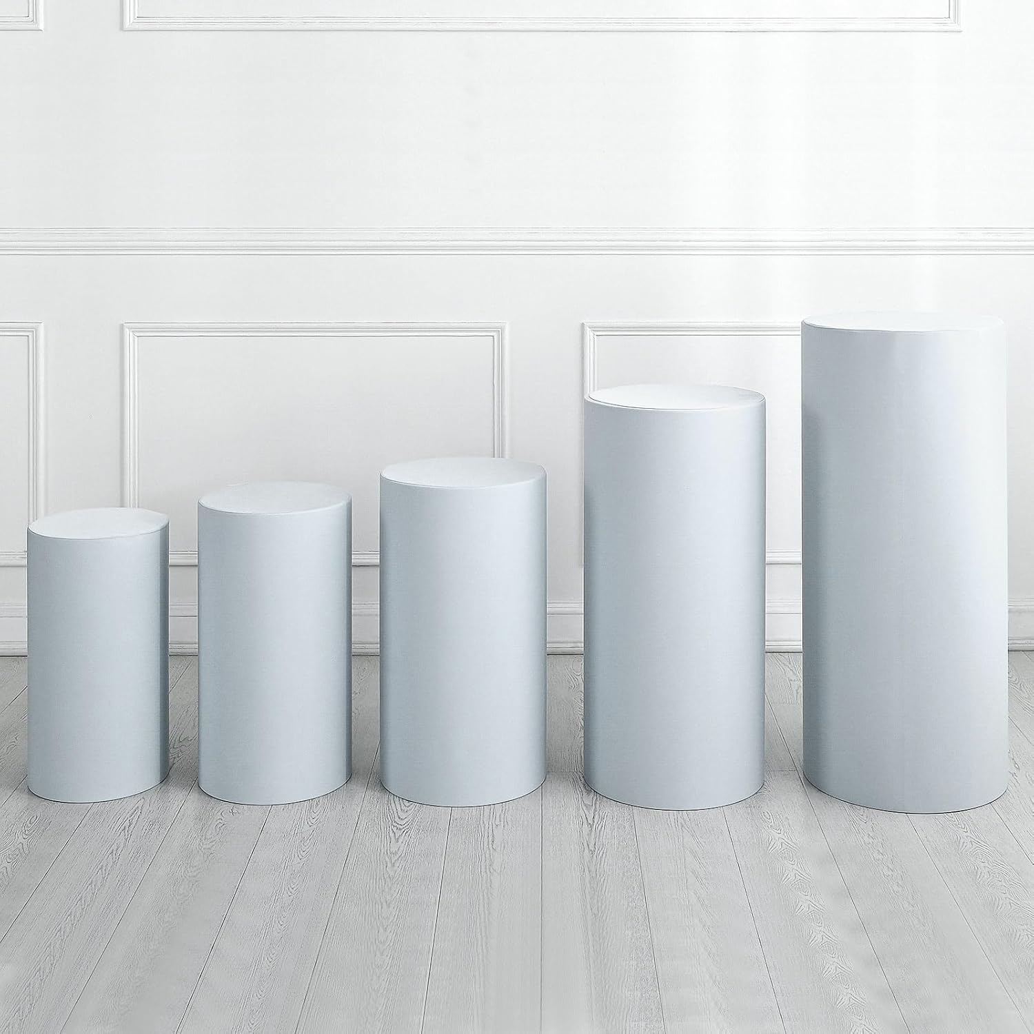 Amazon.com: uxcell Set of 5 Gray Cylinder Spandex Stand Covers, Plinth ...