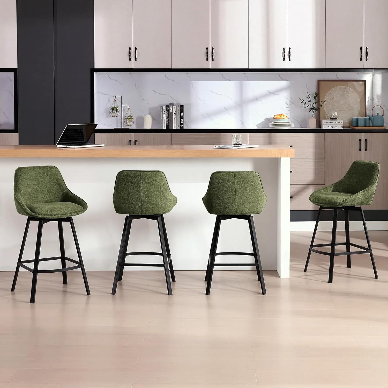 Amazon.com: Zesthouse Swivel Bar Stools Set of 4, Modern Counter Height ...