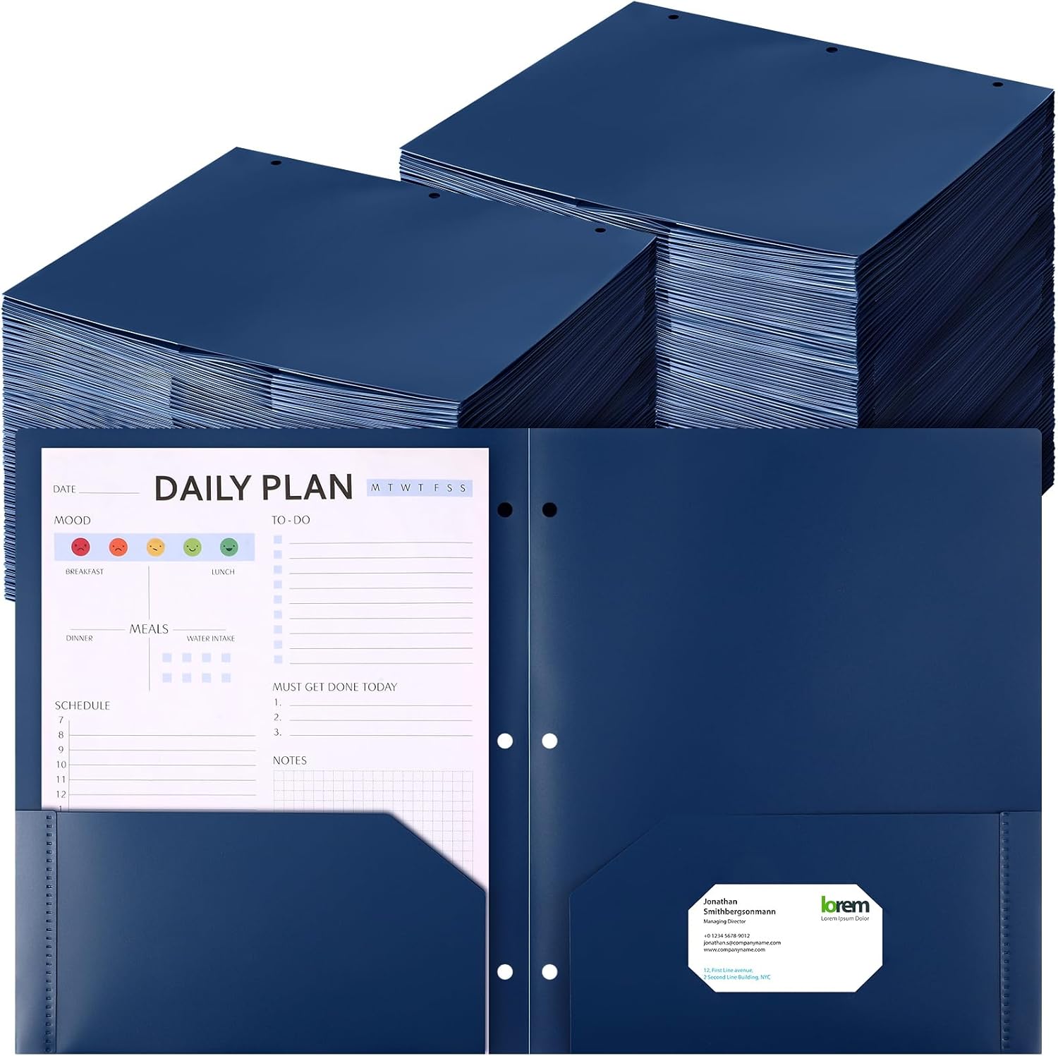 Amazon.com : Cholemy 72 Packs 2 Pocket Folders Plastic 3 Hole Portfolio ...