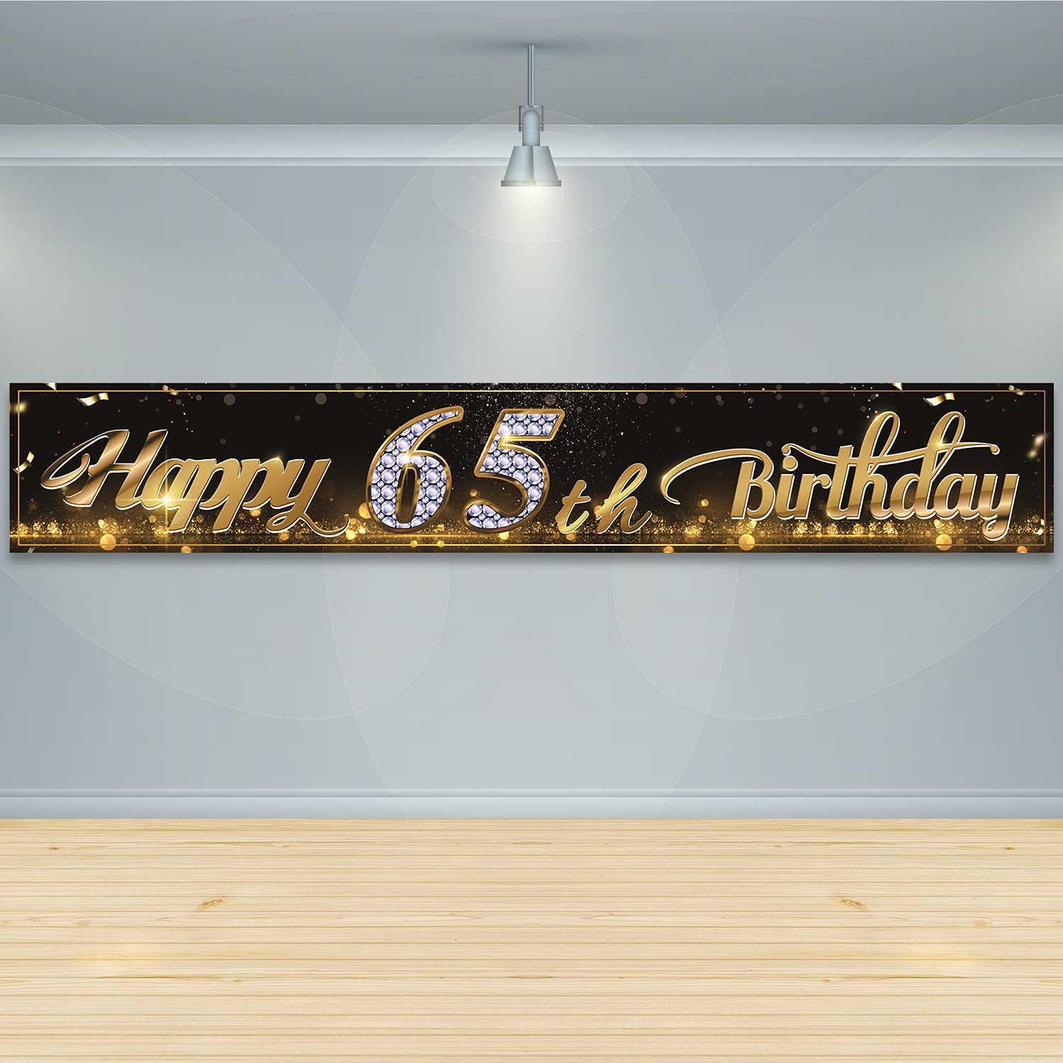 Buy Gatherfun Birthday Party Supplies Happy 65th Birthday Banner Black ...