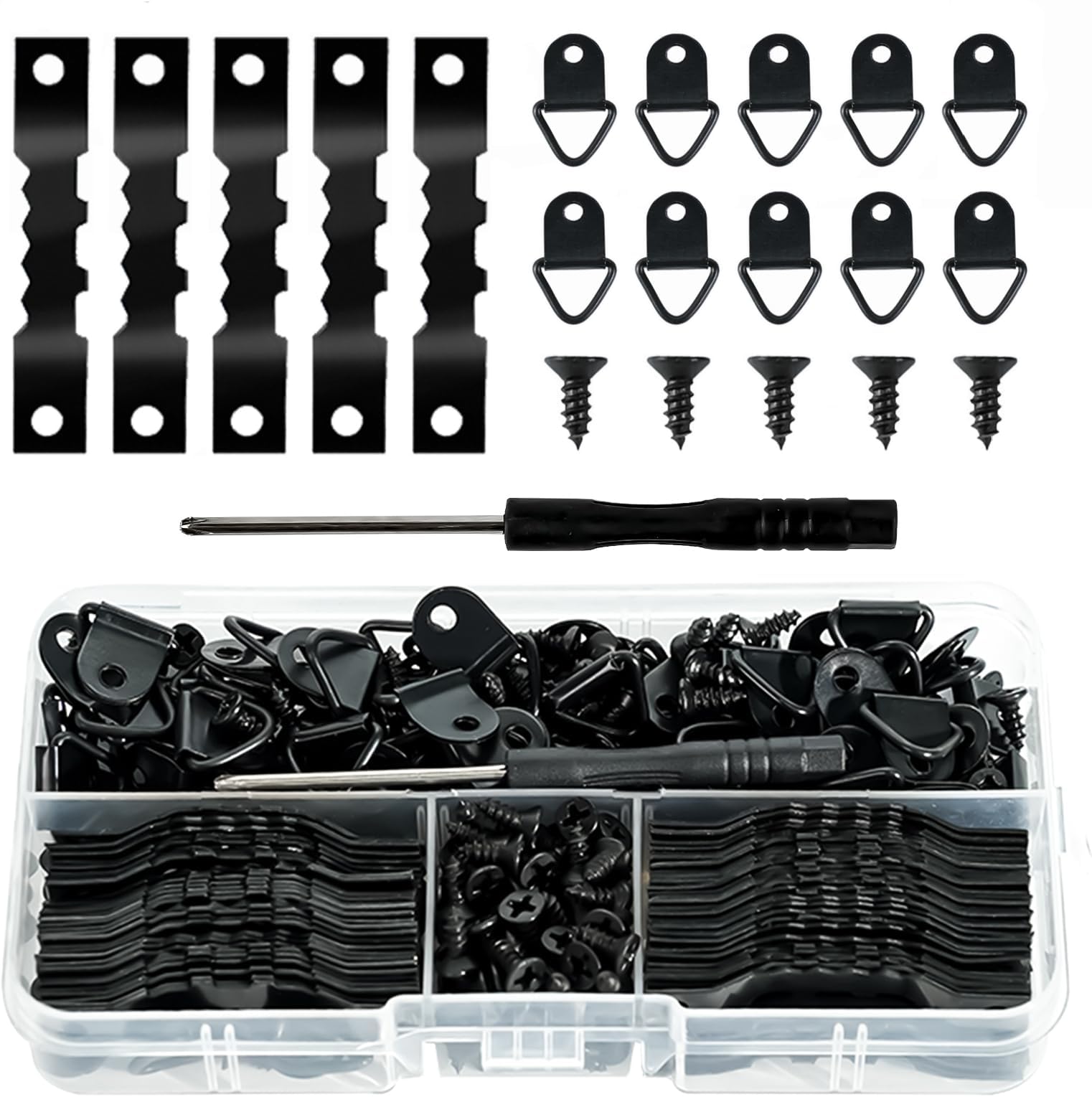 160Pcs Picture Hangers Kit, Including 80Pcs Black Sawtooth Picture ...