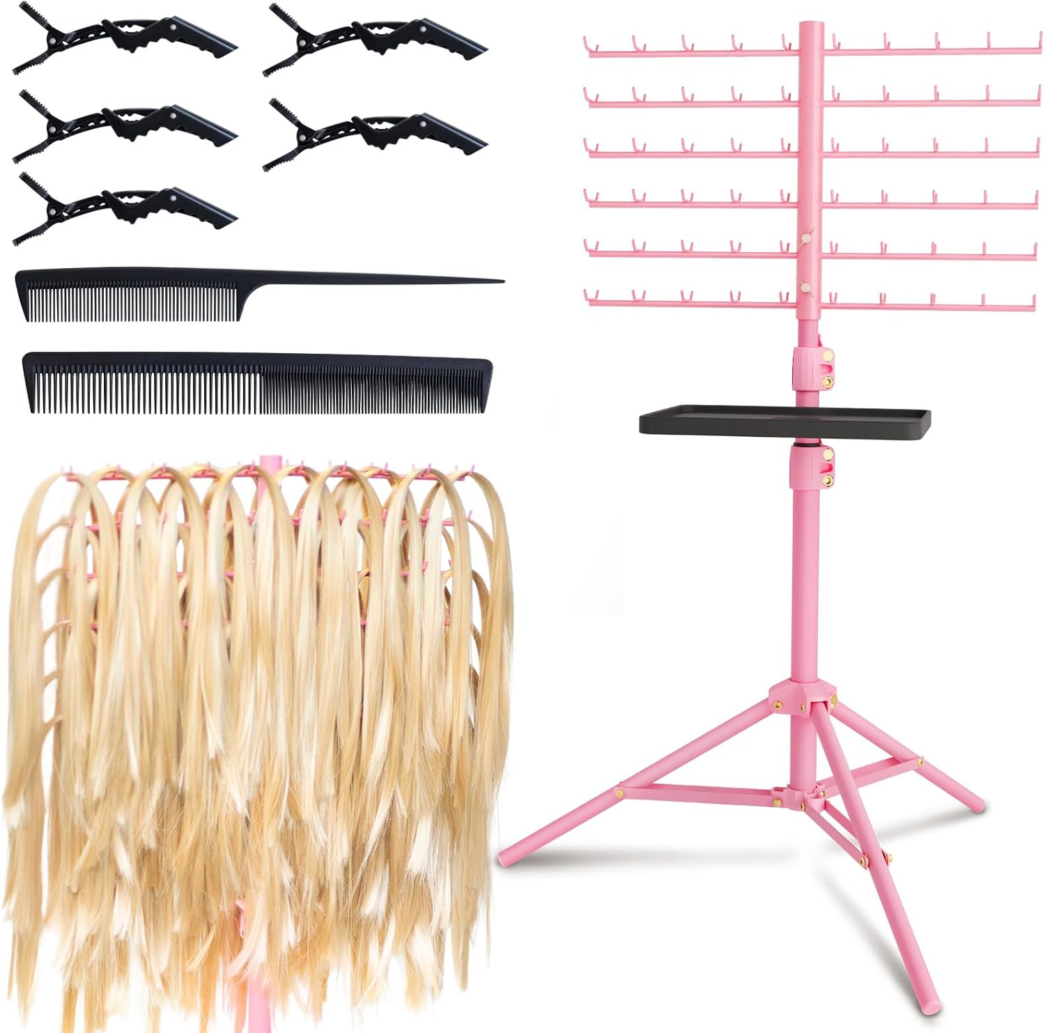Amazon.com: 120-Peg Braiding Hair Rack Standing, with Salon Tray Hair ...