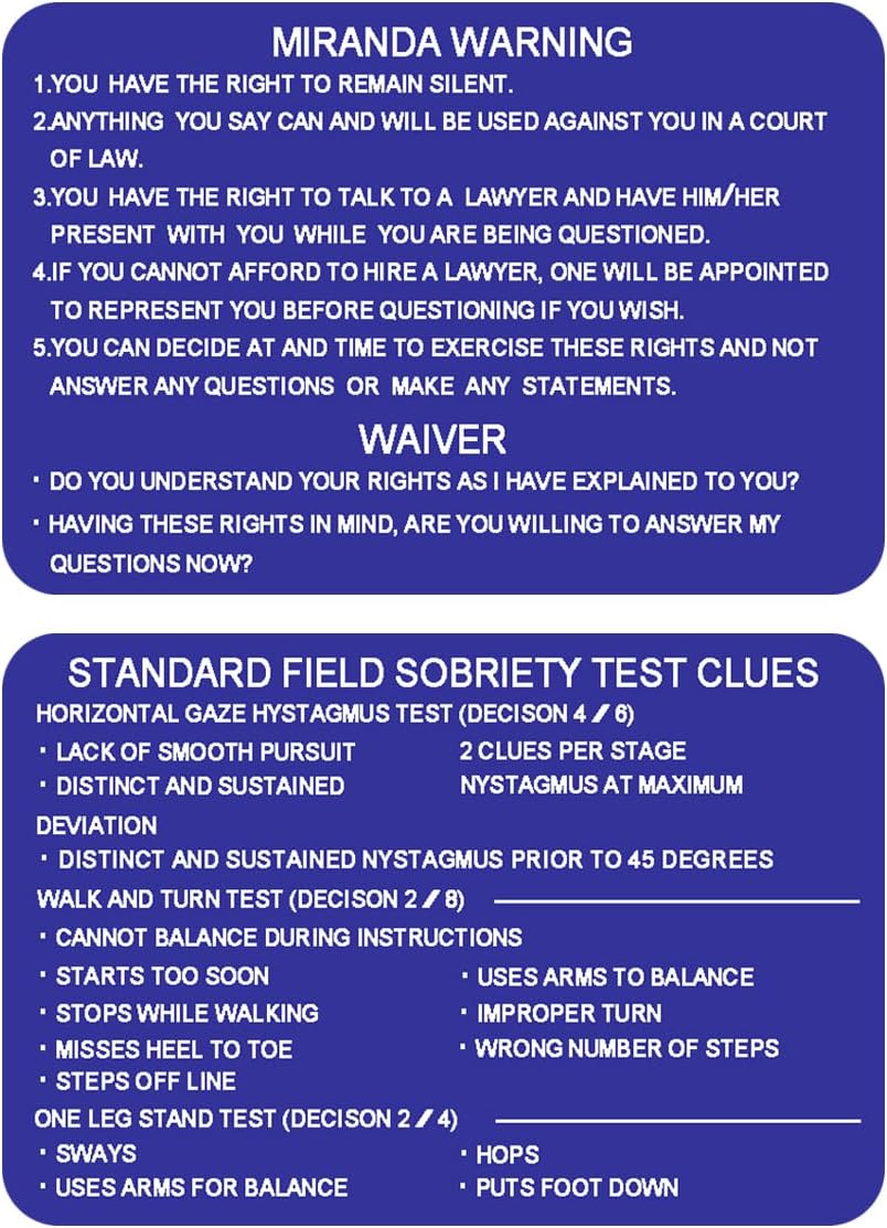 Amazon.com : DGXMD Metal Miranda Warning Card - Miranda Rights Card ...