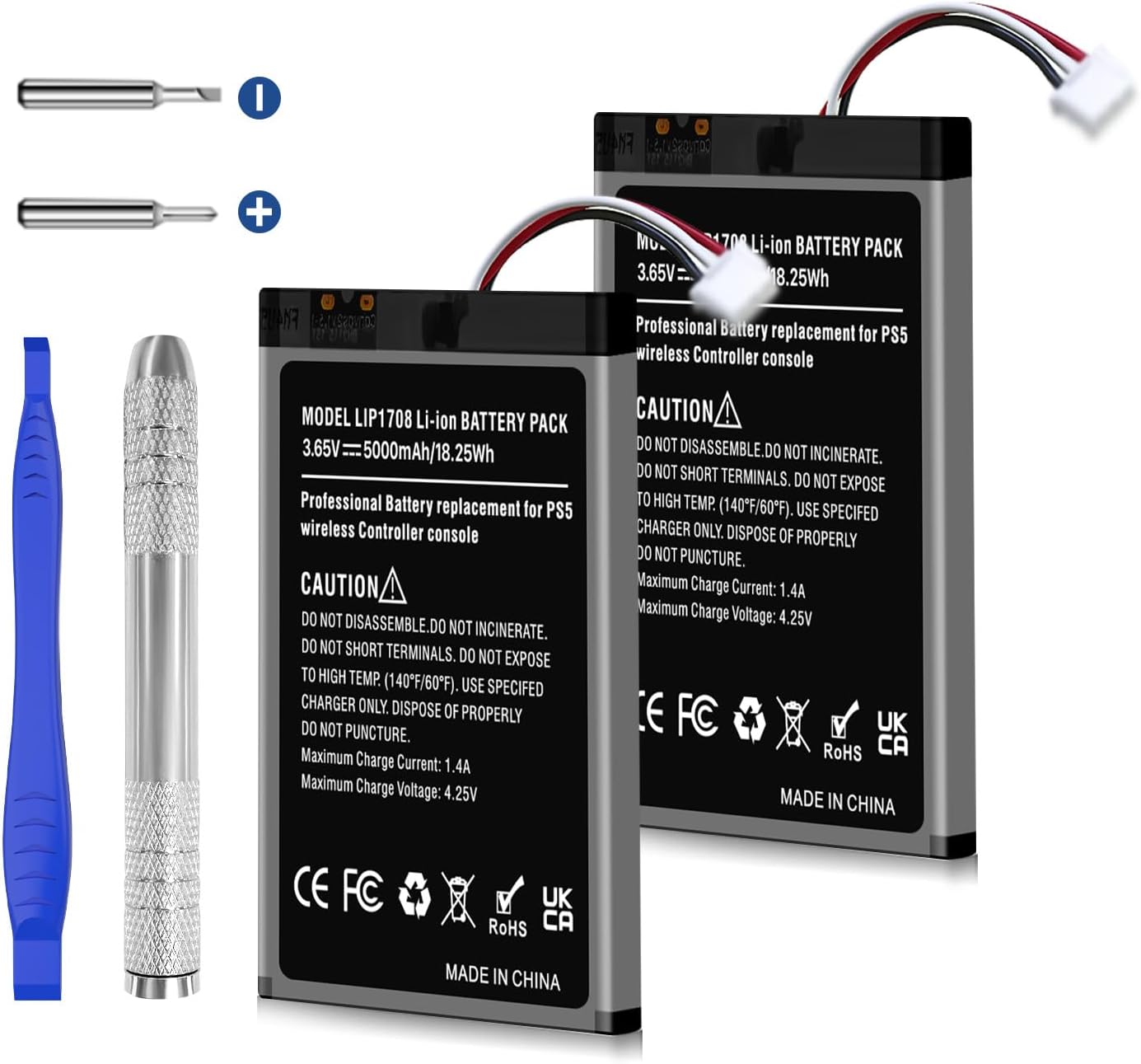 Amazon.com: Quzmo 2 Pack 5000mAh PS5 Controller Battery, Upgrade High ...