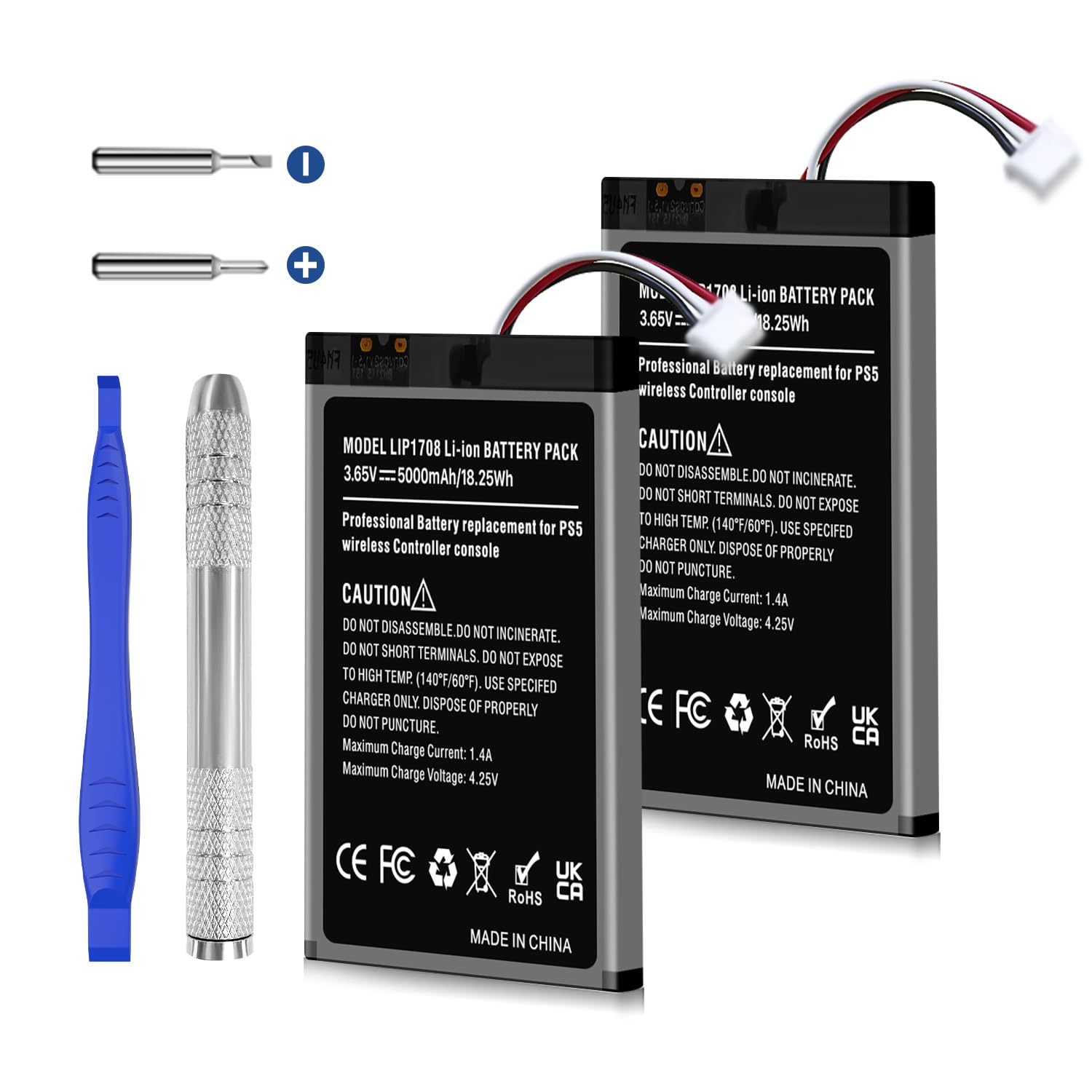 Amazon.com: Quzmo 2 Pack 5000mAh PS5 Controller Battery, Upgrade High ...