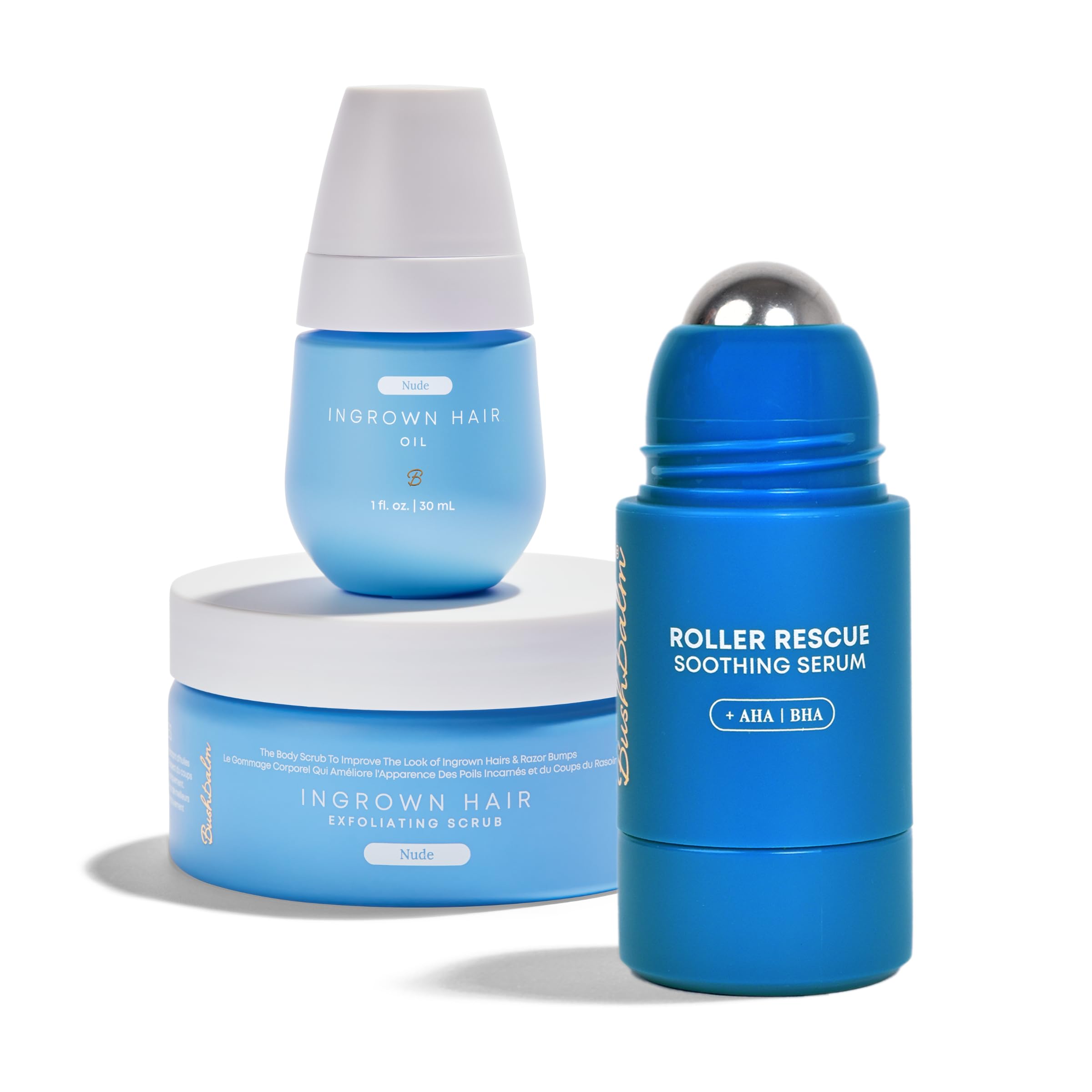 Amazon.com : Bushbalm Ingrown Hair Routine - Roller Rescue, Nude Oil ...