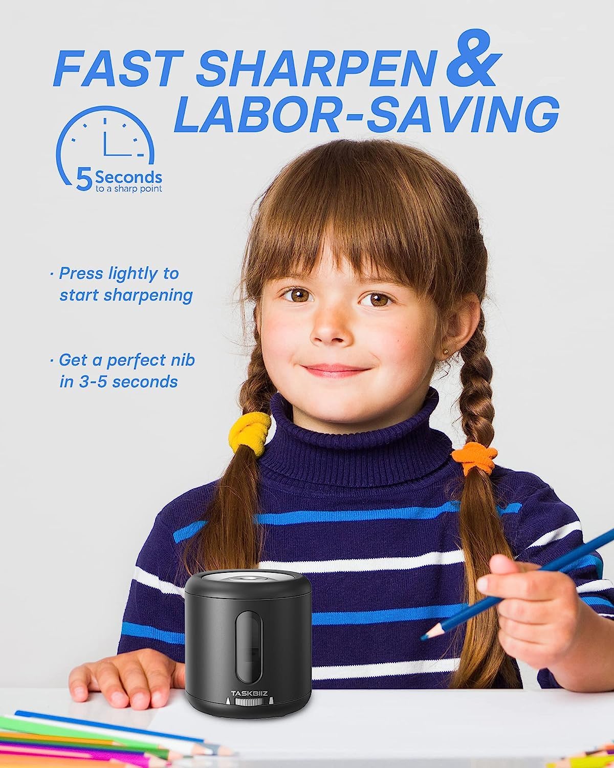 Snapklik.com : Taskbiiz Electric Pencil Sharpener, Battery/USB Operated Portable Automatic ...